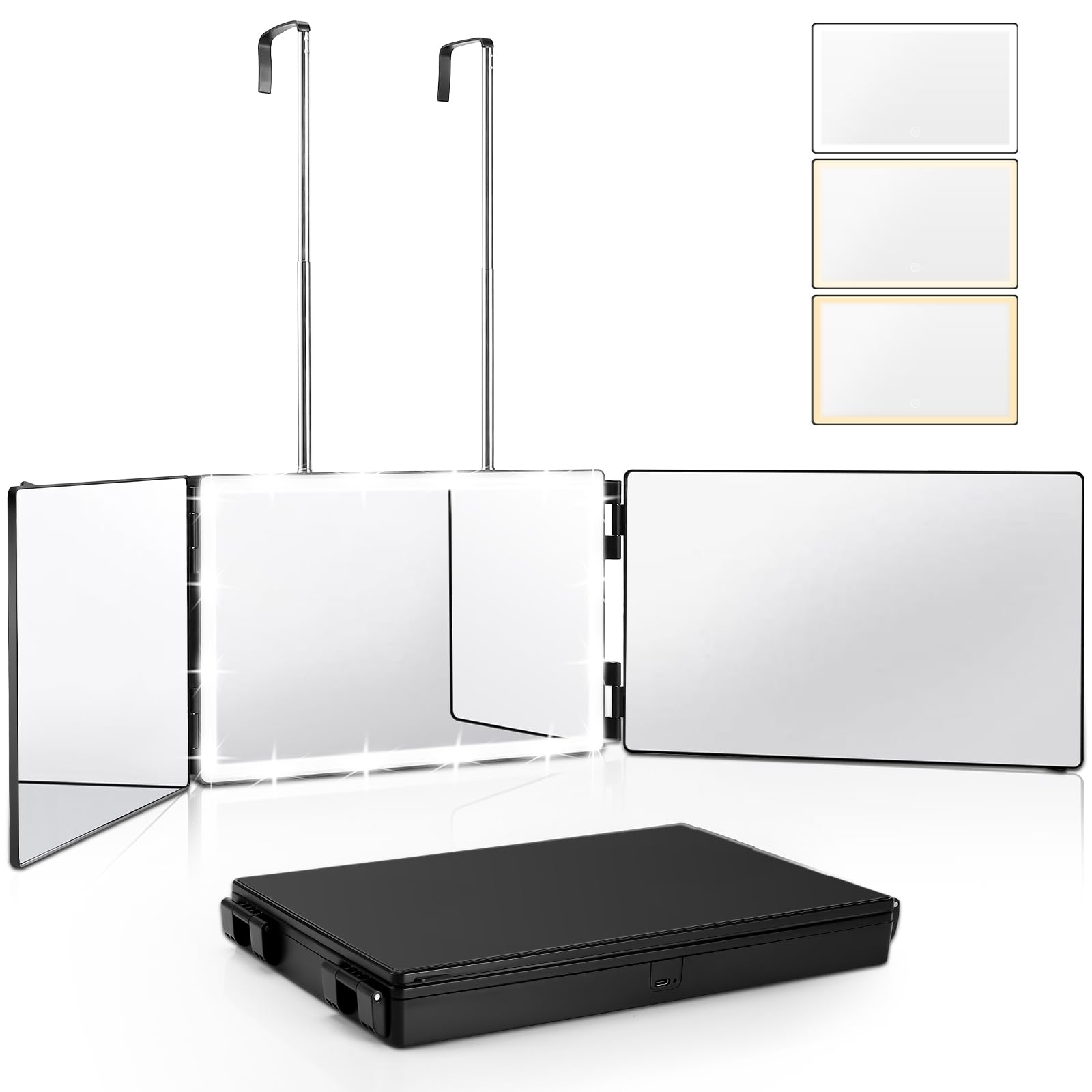 Amazon.com - Vanexiss Rechargeable 3 Way Mirror for Hair Cutting, Real ...