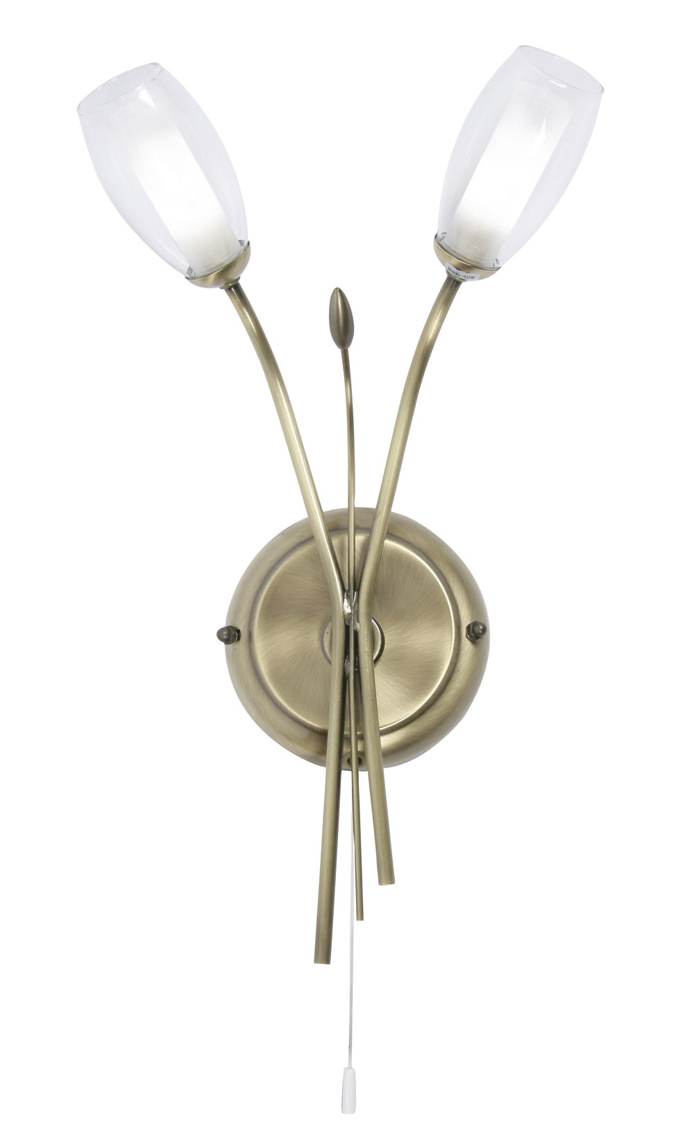 Pandora wall light in antique brass finish complete with clear and opal ...