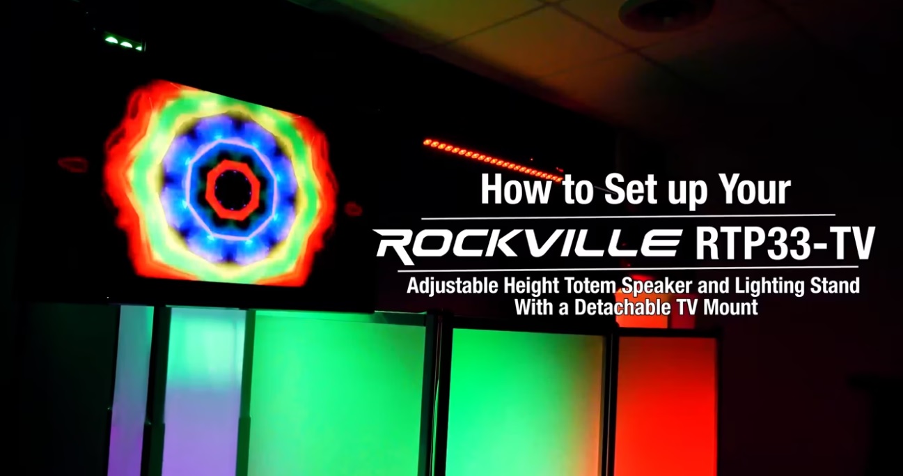 Watch Rockville RTP33-TV Pro Totem DJ Speaker/Lighting Stand w ...