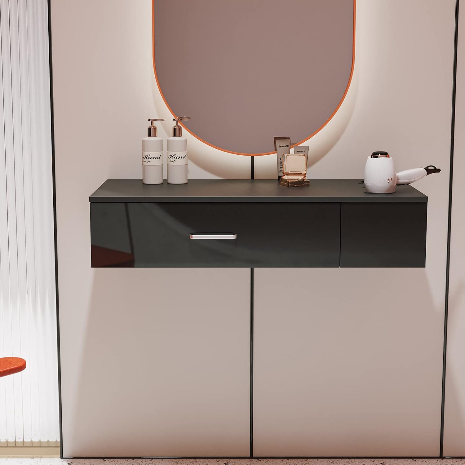 Amazon.com: SSLine Modern Salon Station Black Wall Mounted Styling ...