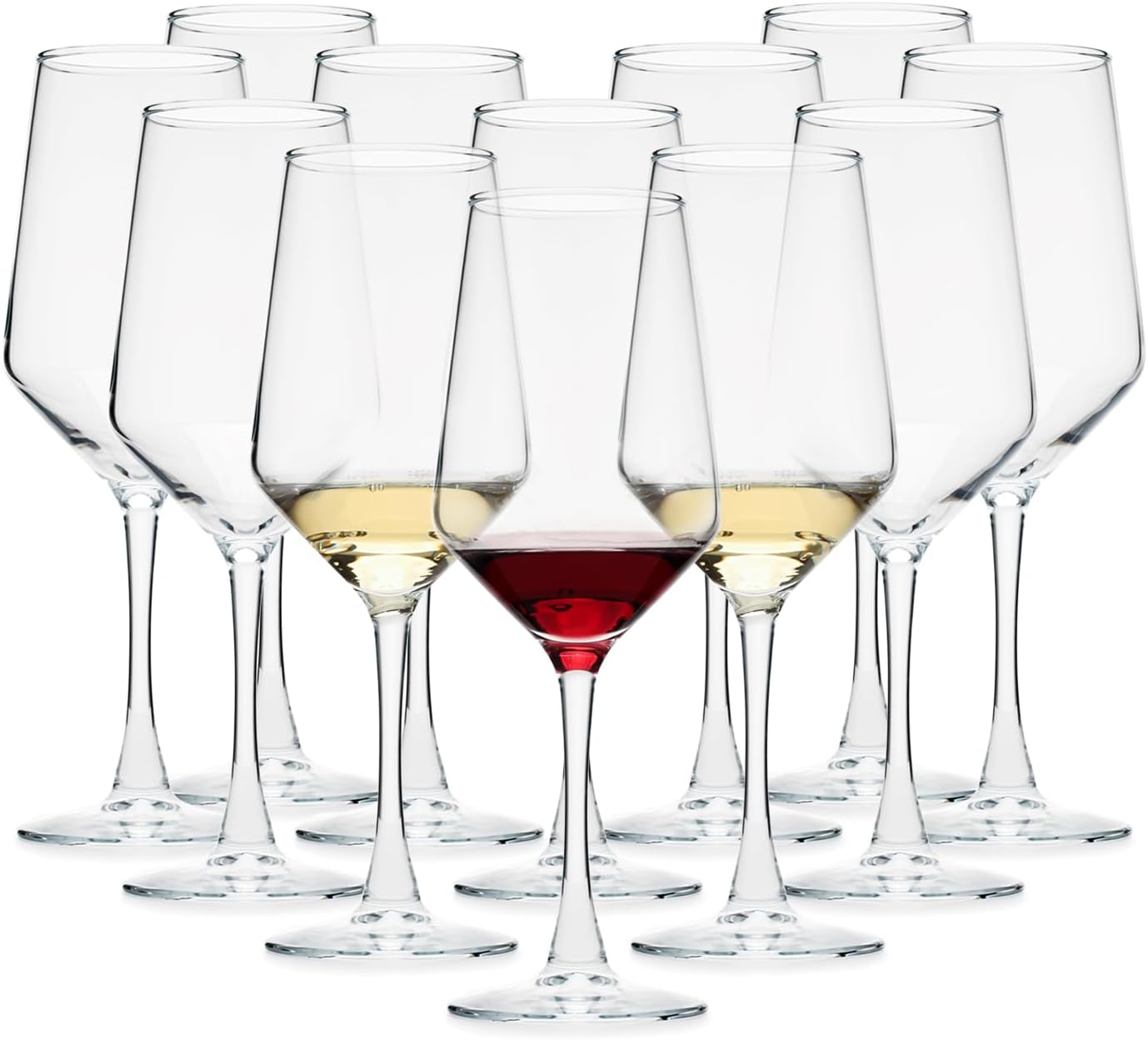 Amazon.com | OUWO Wine Glasses Set of 12, 13.5oz Red & White Wine Glass ...