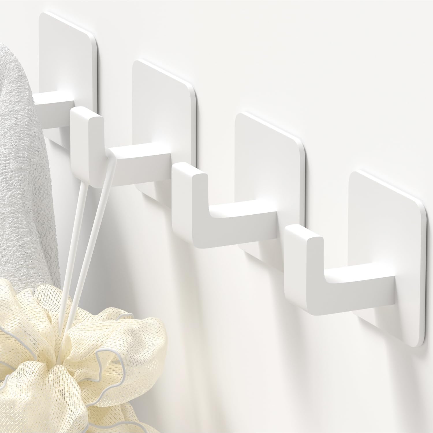 GWAAZXGZ Square Self Adhesive Towel Hooks - Matte White Adhesive Wall ...