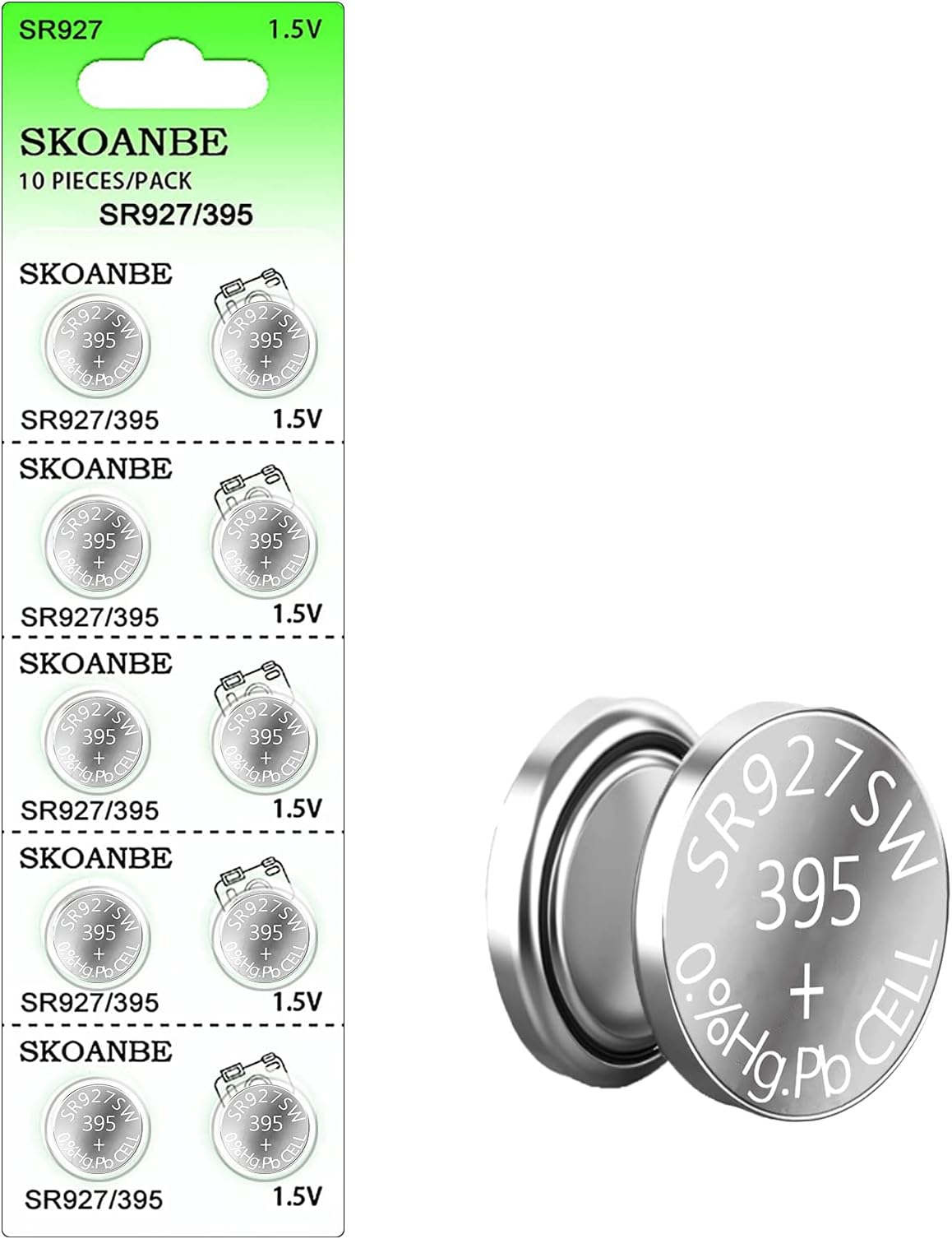 Amazon.com: Energizer 395/399 Silver Oxide 5 Batteries (SR927W ...