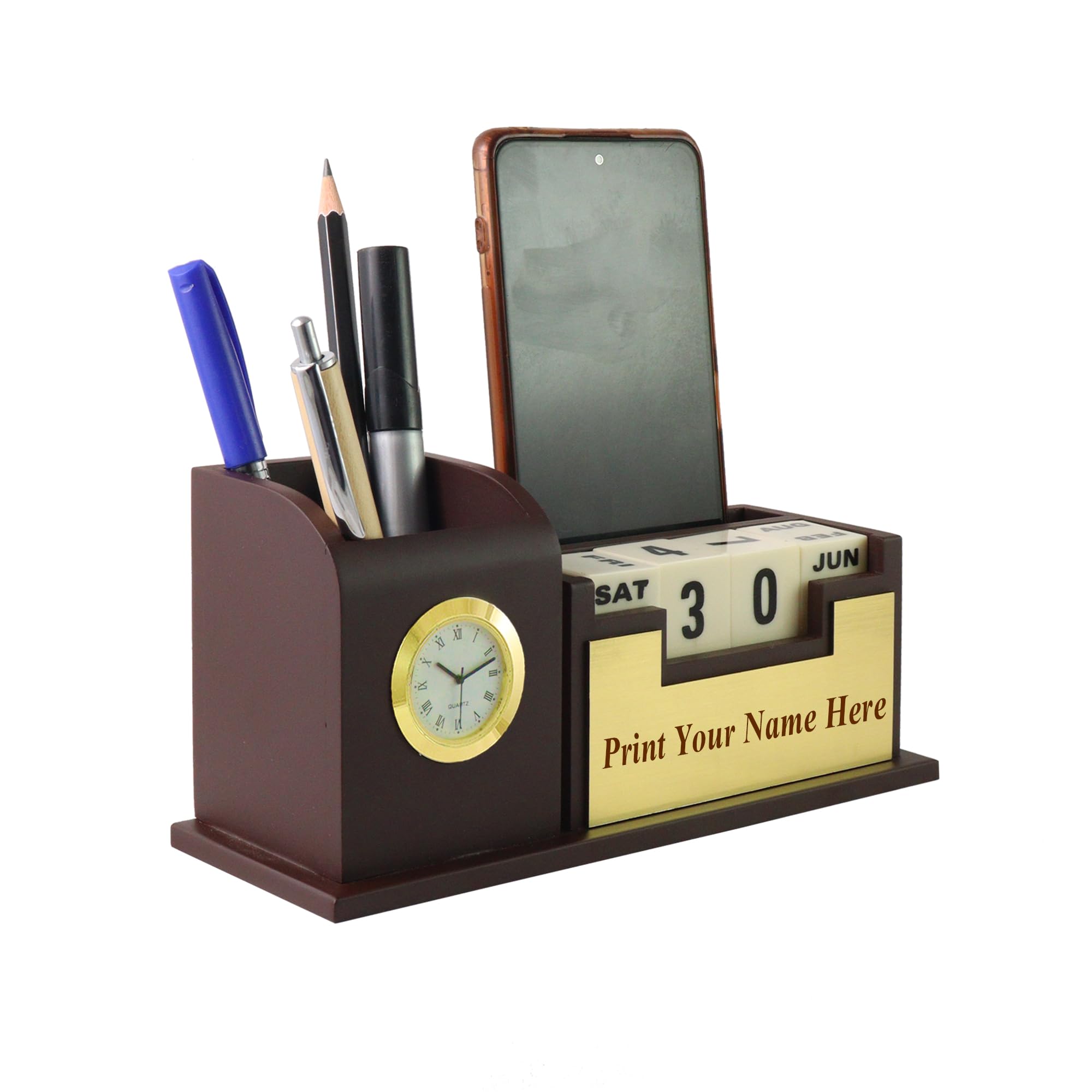 SHIVOM CRAFTS Name Printed, Pen Stand for Office Table, Desk Organizer ...