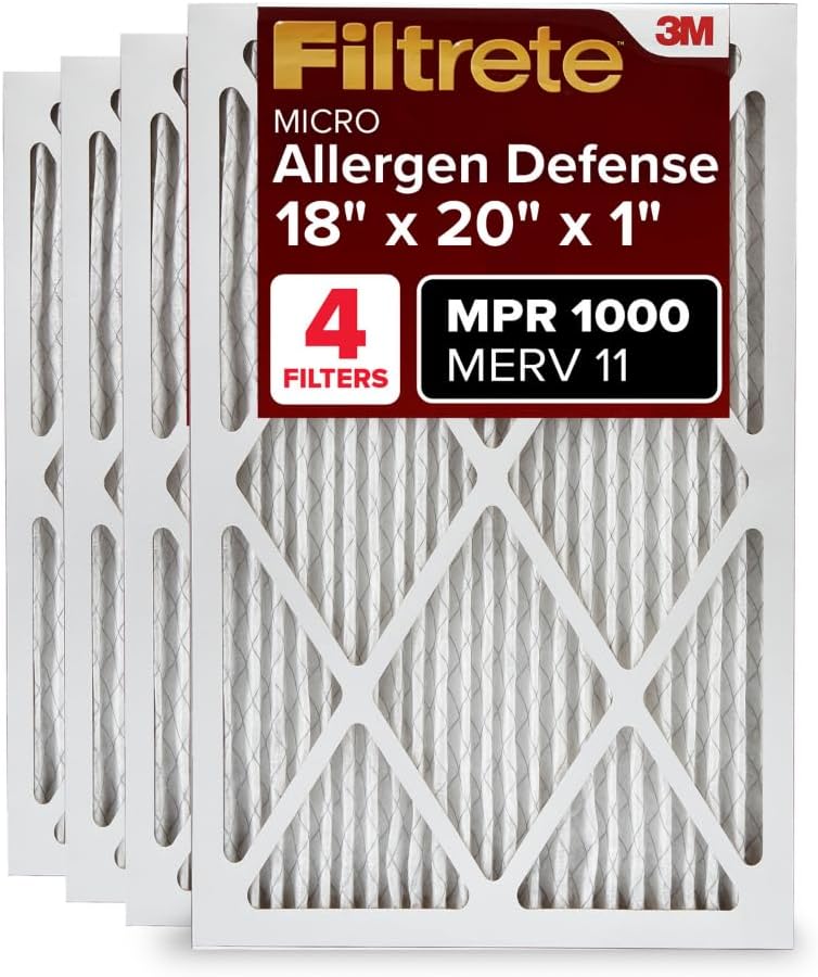 Amazon.com: Filtrete 18x20x1 AC Furnace Air Filter, MERV 11, MPR 1000, Micro Allergen Defense, 3 ...