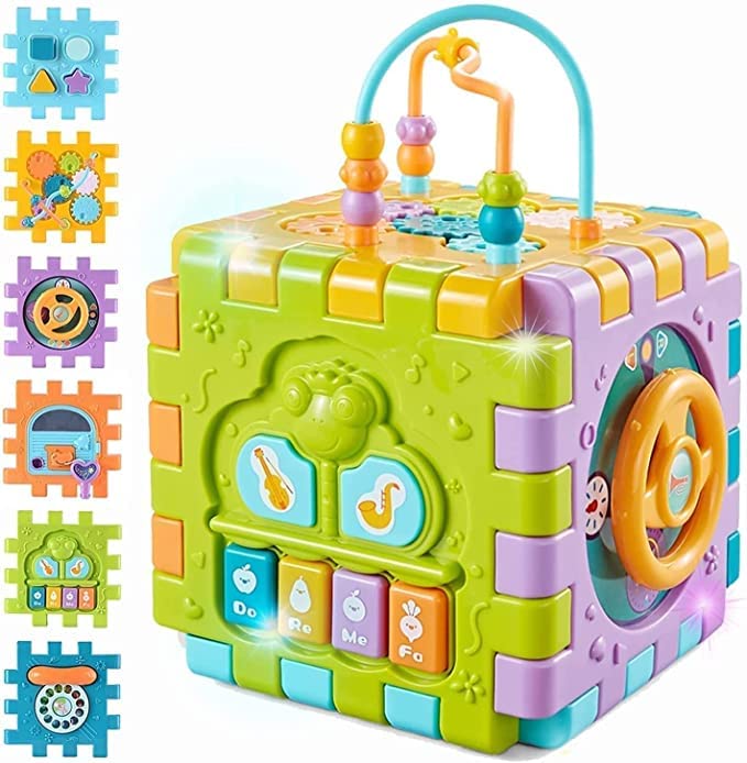 Alokik Enterprise 6-in-1 Activity Cube Learning Activity Center Play Square with Musical Toys ...