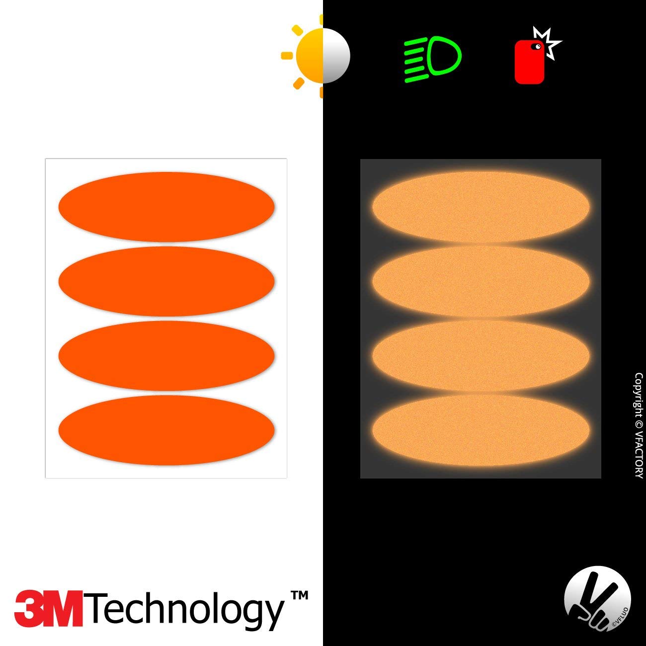 Snapklik.com : COLORS OVAL, Retro Reflective 4 Stickers Kit For ...