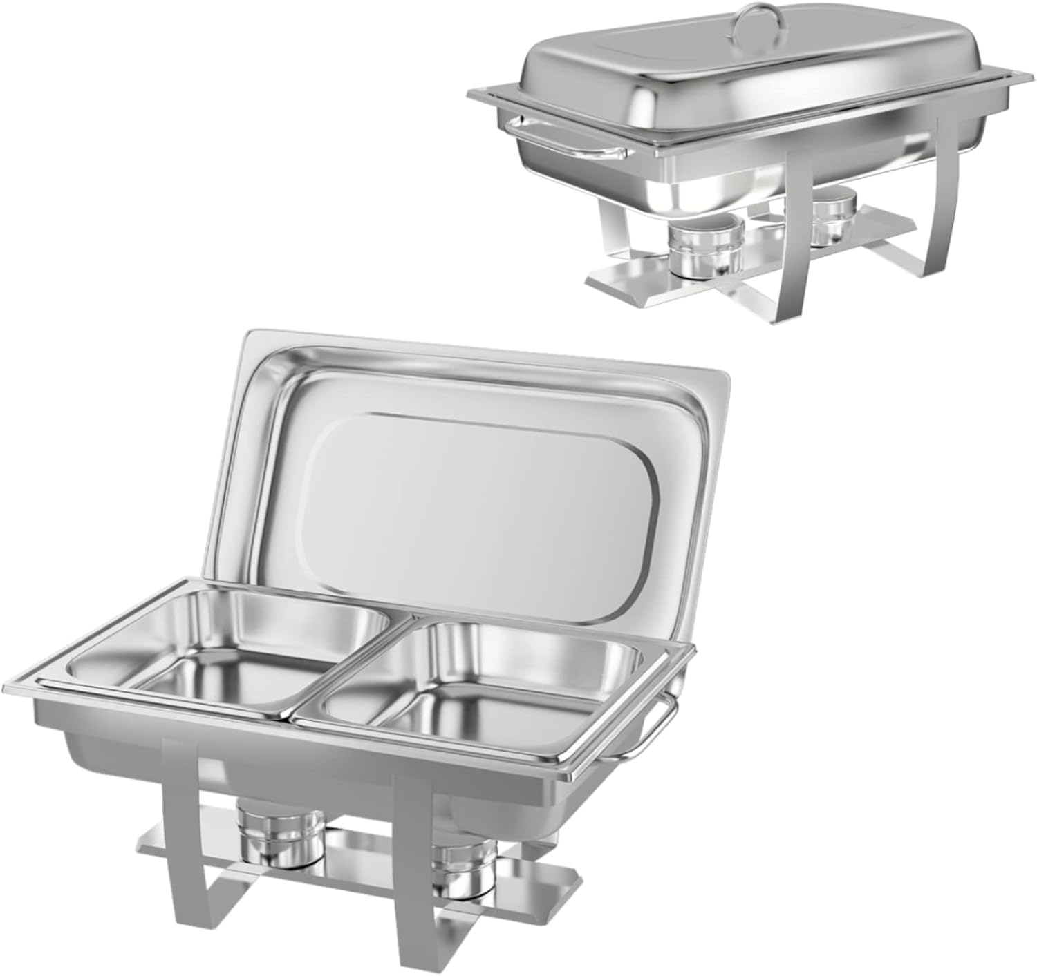 TANGZON 2 Packs Double Chafing Dish Set, 9L Rectangular Stainless Steel ...