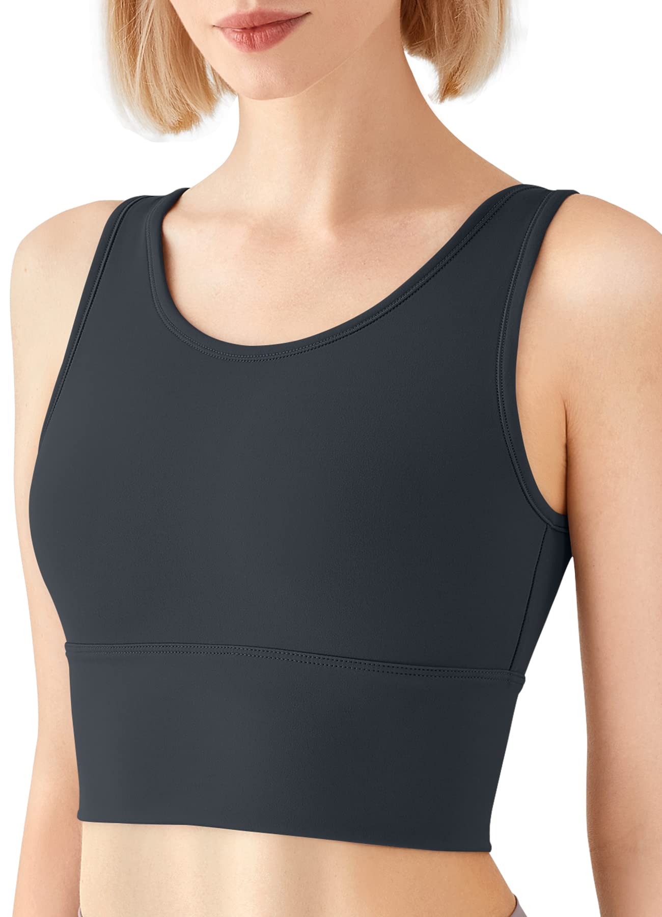 High Neck Sports Bra for Women Longline Full Coverage Sports Bras ...