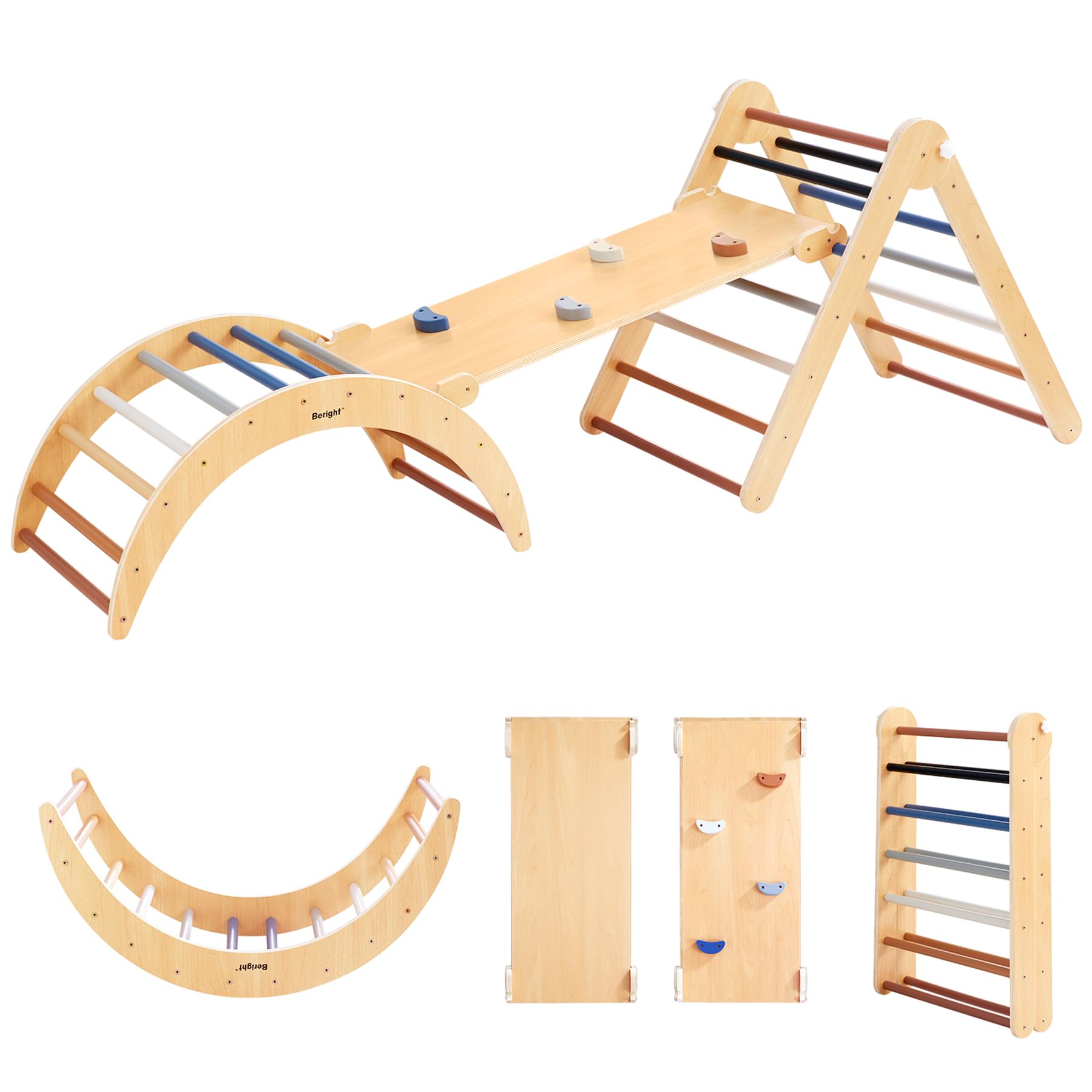 Snapklik.com : Beright 5 In1 Pikler Triangle Gym, Foldable Climbing ...
