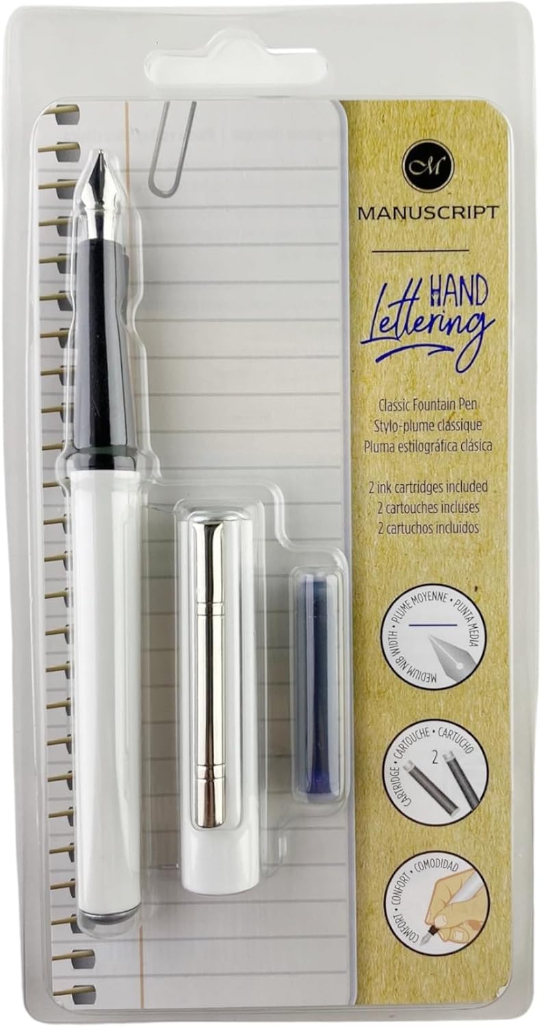 Amazon.com : Manuscript Classic Fountain Pen, Iridium Nib, White MT1931 ...