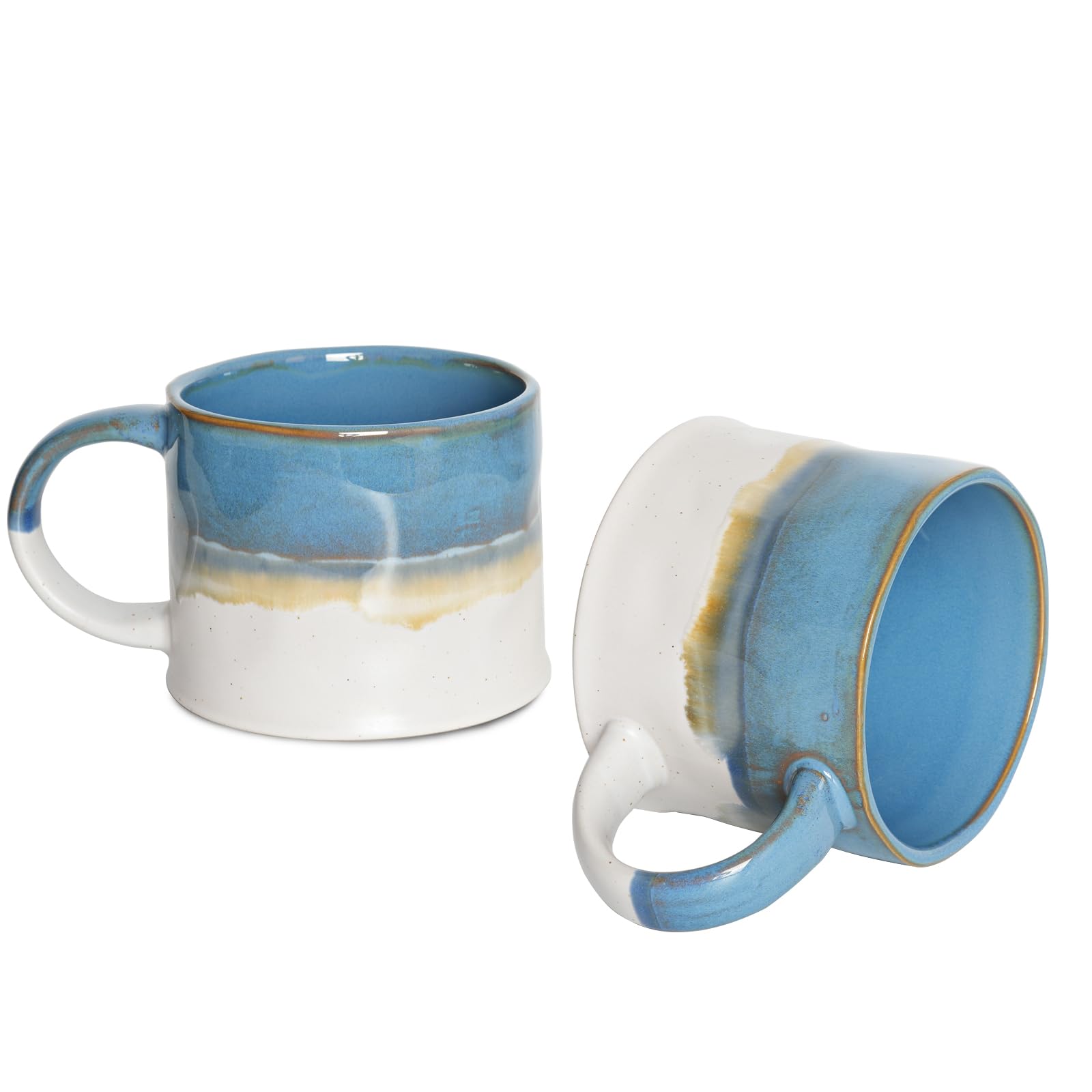 Amazon.com: Bosmarlin Large Stoneware Coffee Mug Set of 2, Big Tea Cup ...
