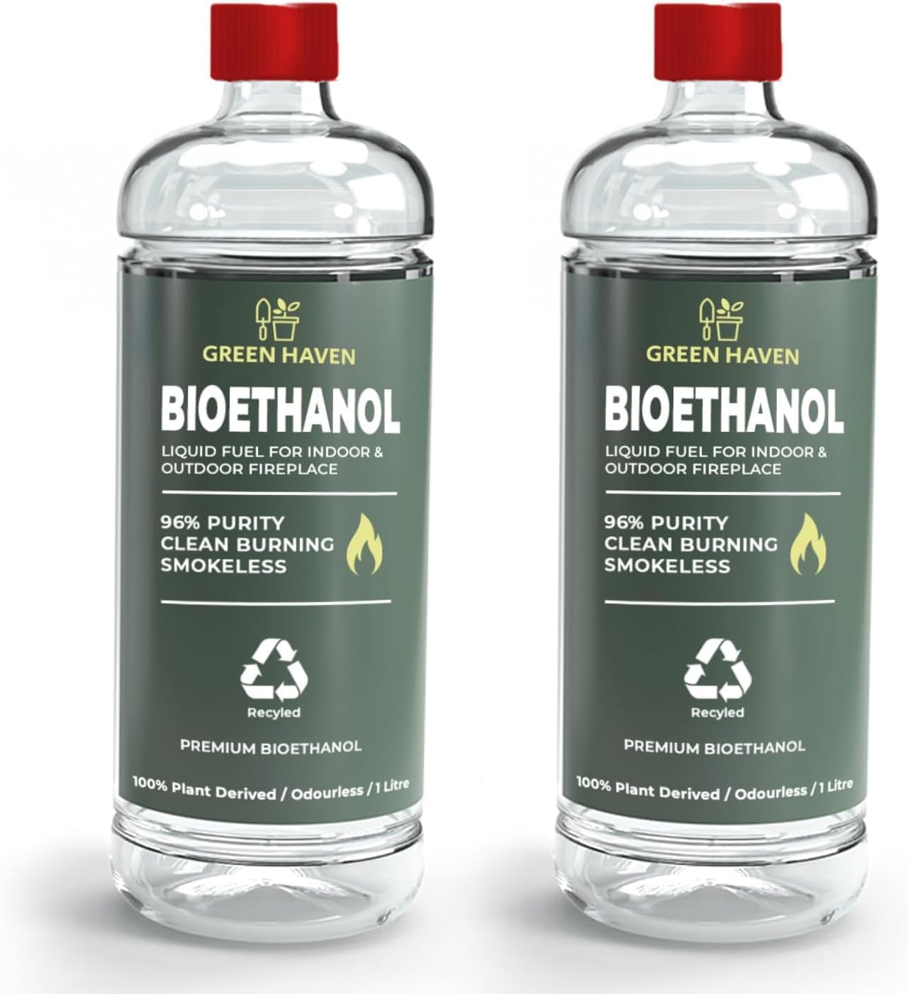 GREEN HAVEN 2L Premium Bioethanol Fuel for Fireplace - Bio Ethanol ...