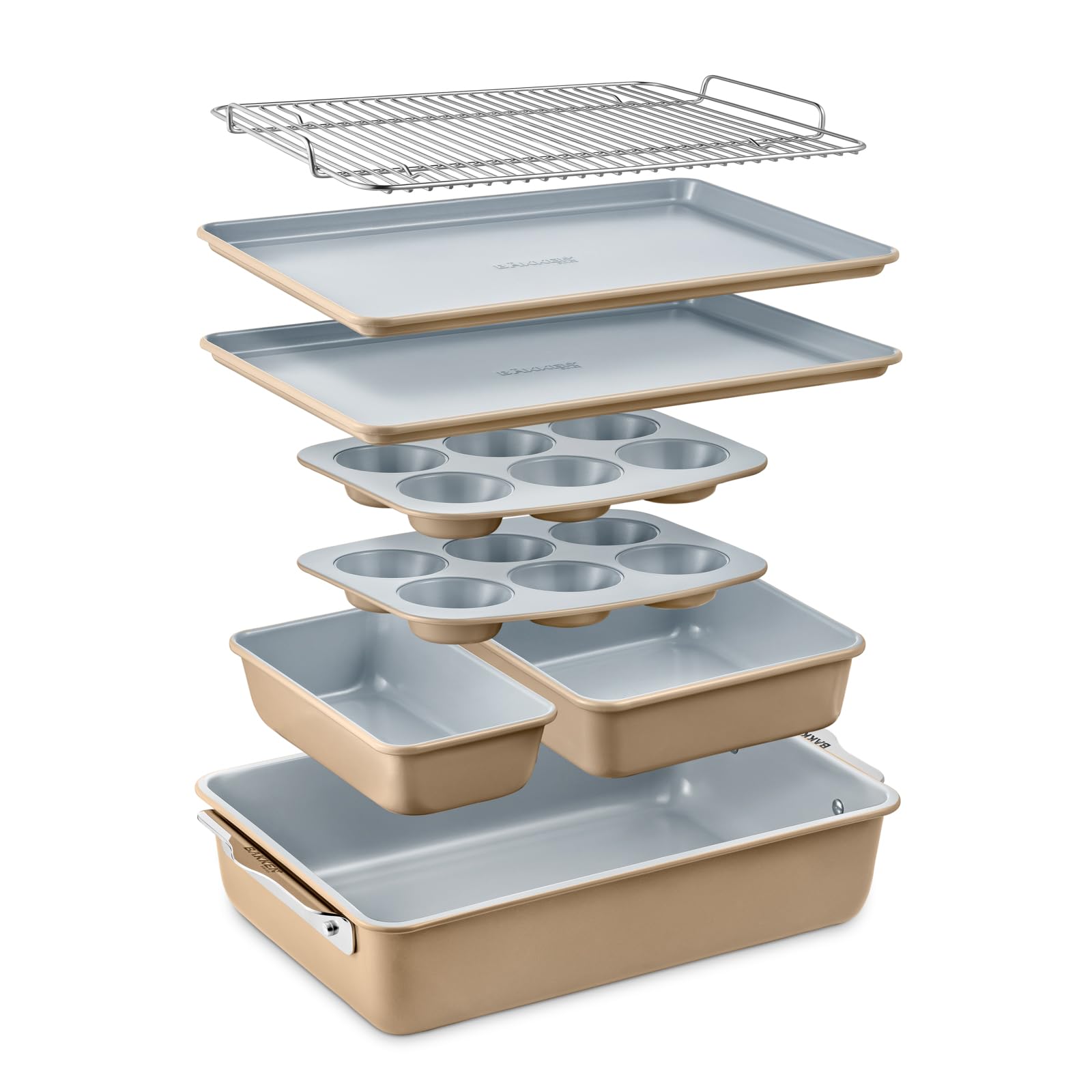Amazon.com: Bakken 8-Piece Stackable Bakeware Set - Ceramic Non-Stick ...
