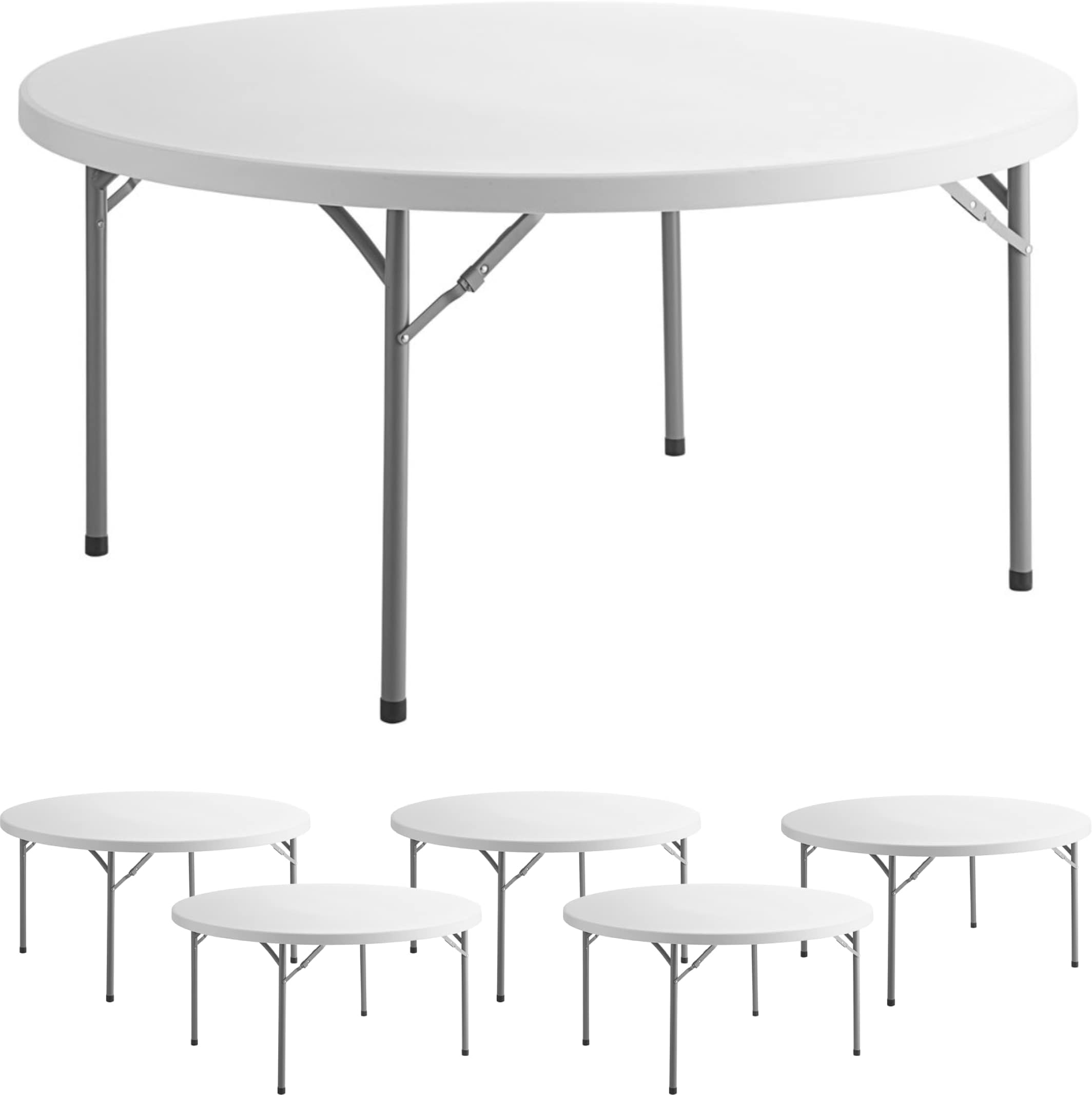 Amazon.com: 6 Pack! 60" Round Granite White Plastic Folding Table ...