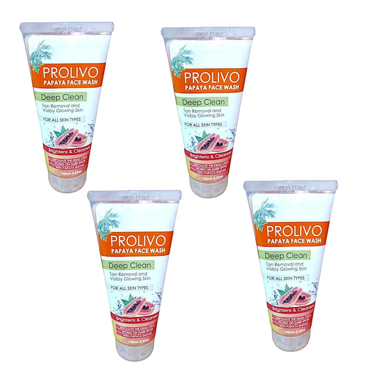 prolivo papaya facewash deep cleanse skin facewash each 100ml pack of 4 ...