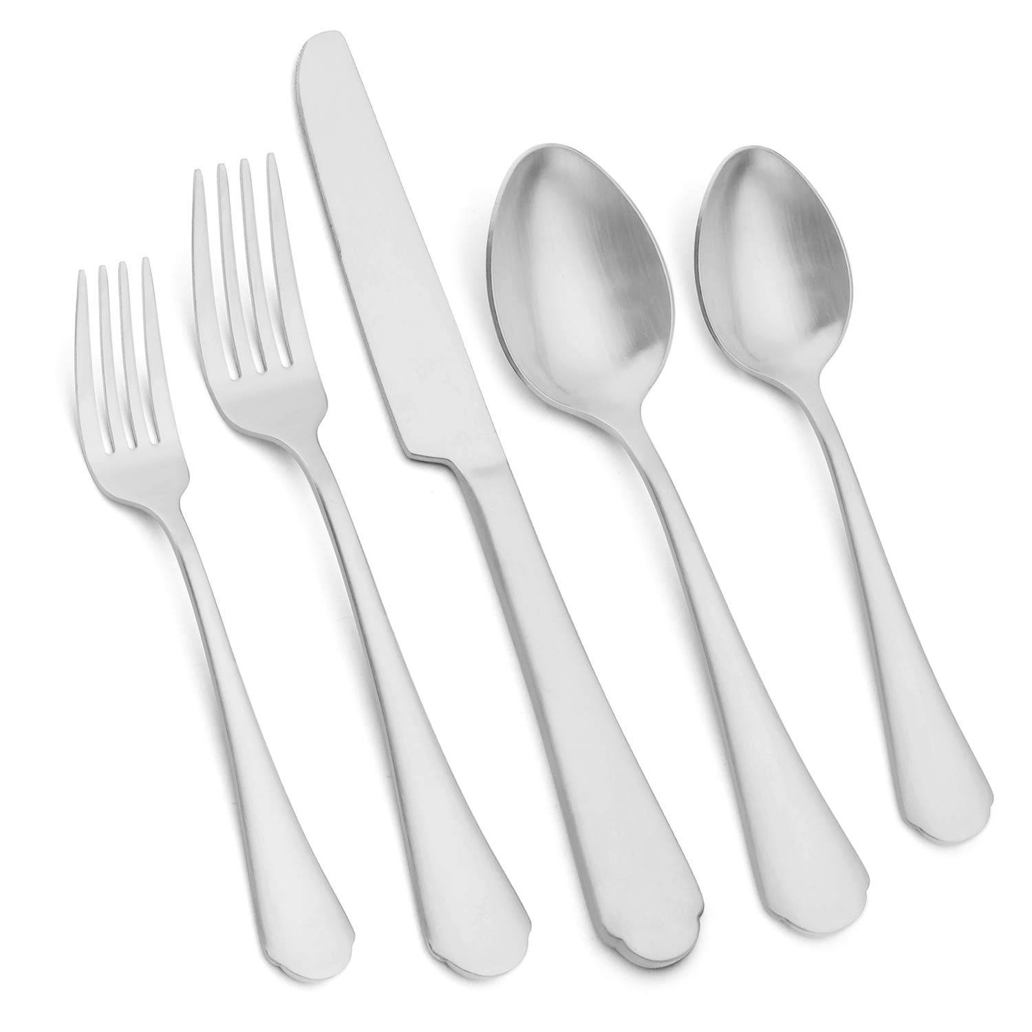 Buy Vanys Matte Silver Silverware Set, 20-Piece Flatware Set, Satin ...