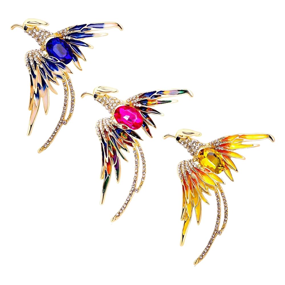 Amazon.com: Opexicos 3Pcs Sparkling Rhinestone Phoenix Brooch Enamel ...