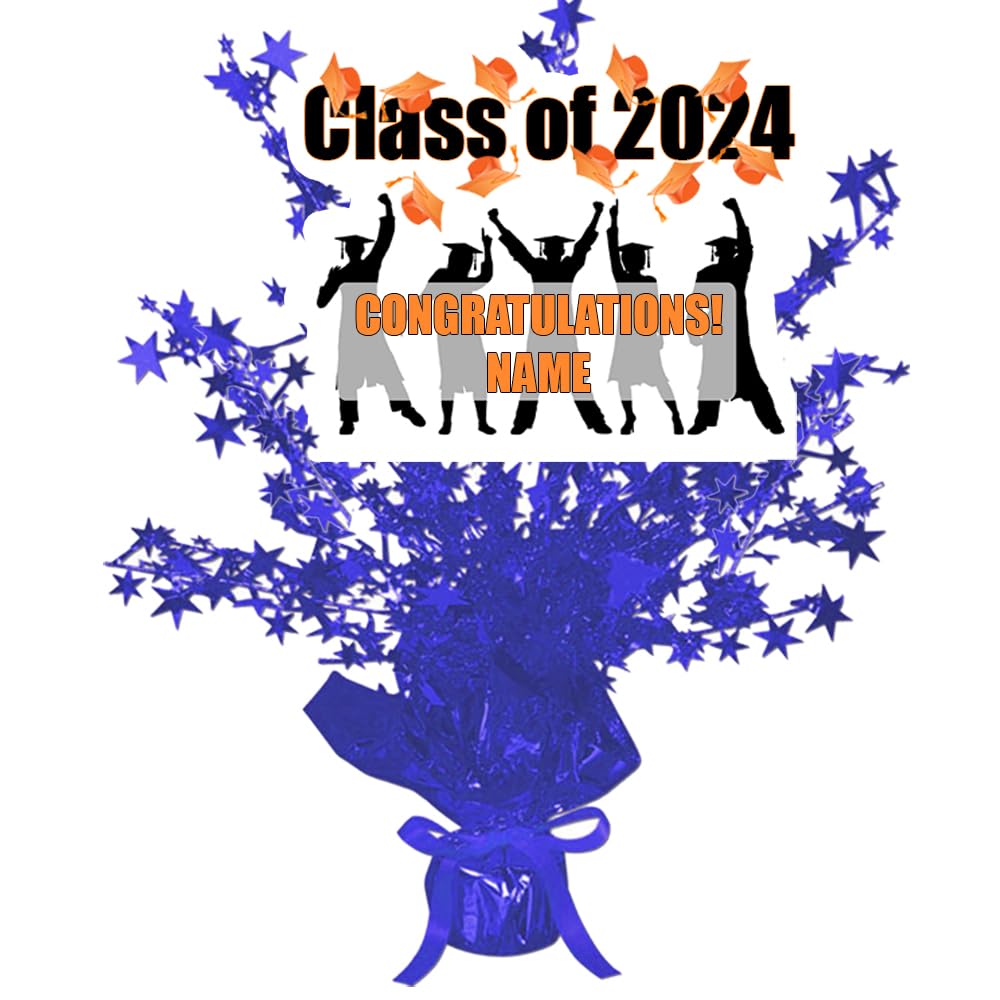 Amazon.com: Partypro 2024 Orange Blue Graduation Custom Centerpiece ...