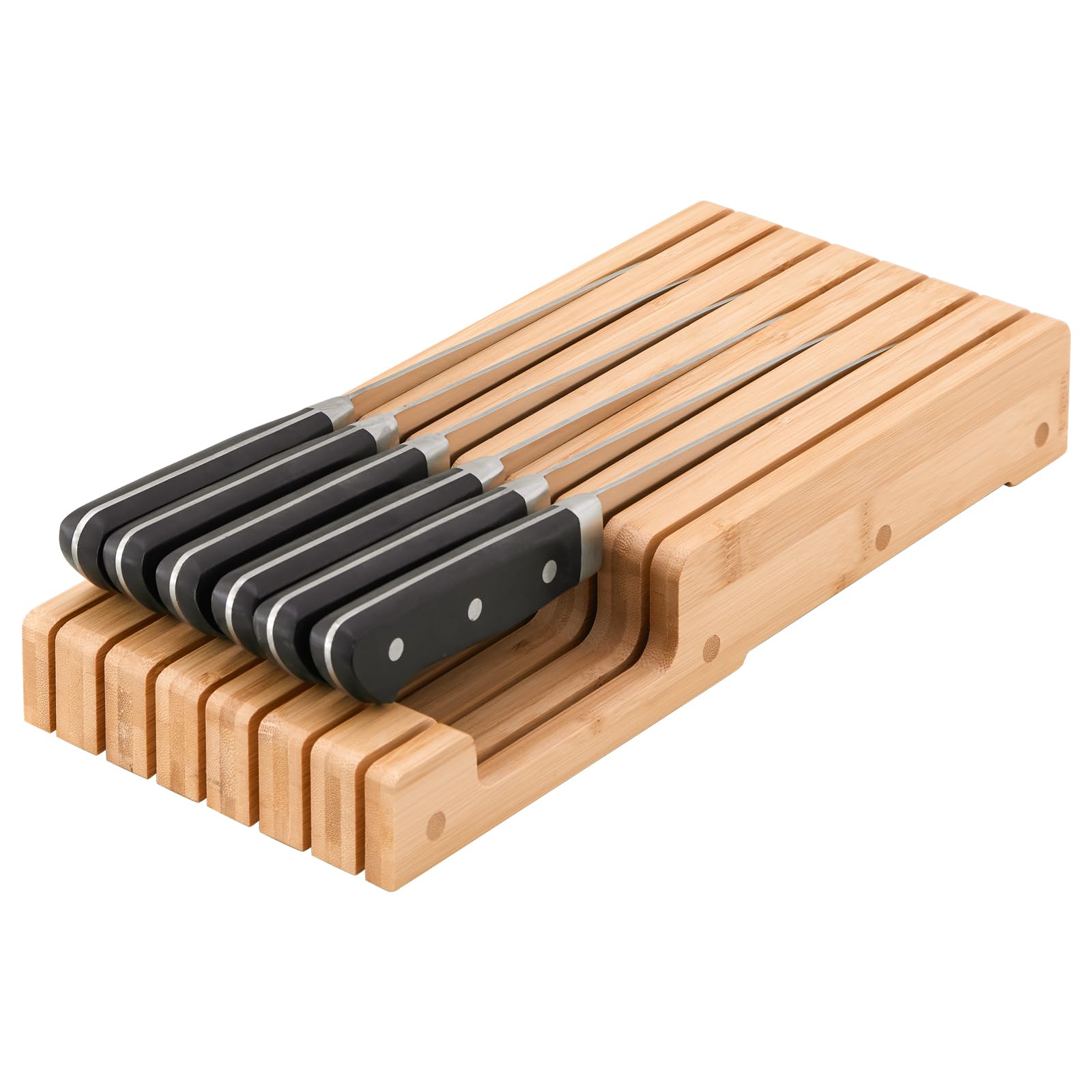 Amazon.com: Bamboo Knife Block and In-Drawer Storage, Display Stand and ...