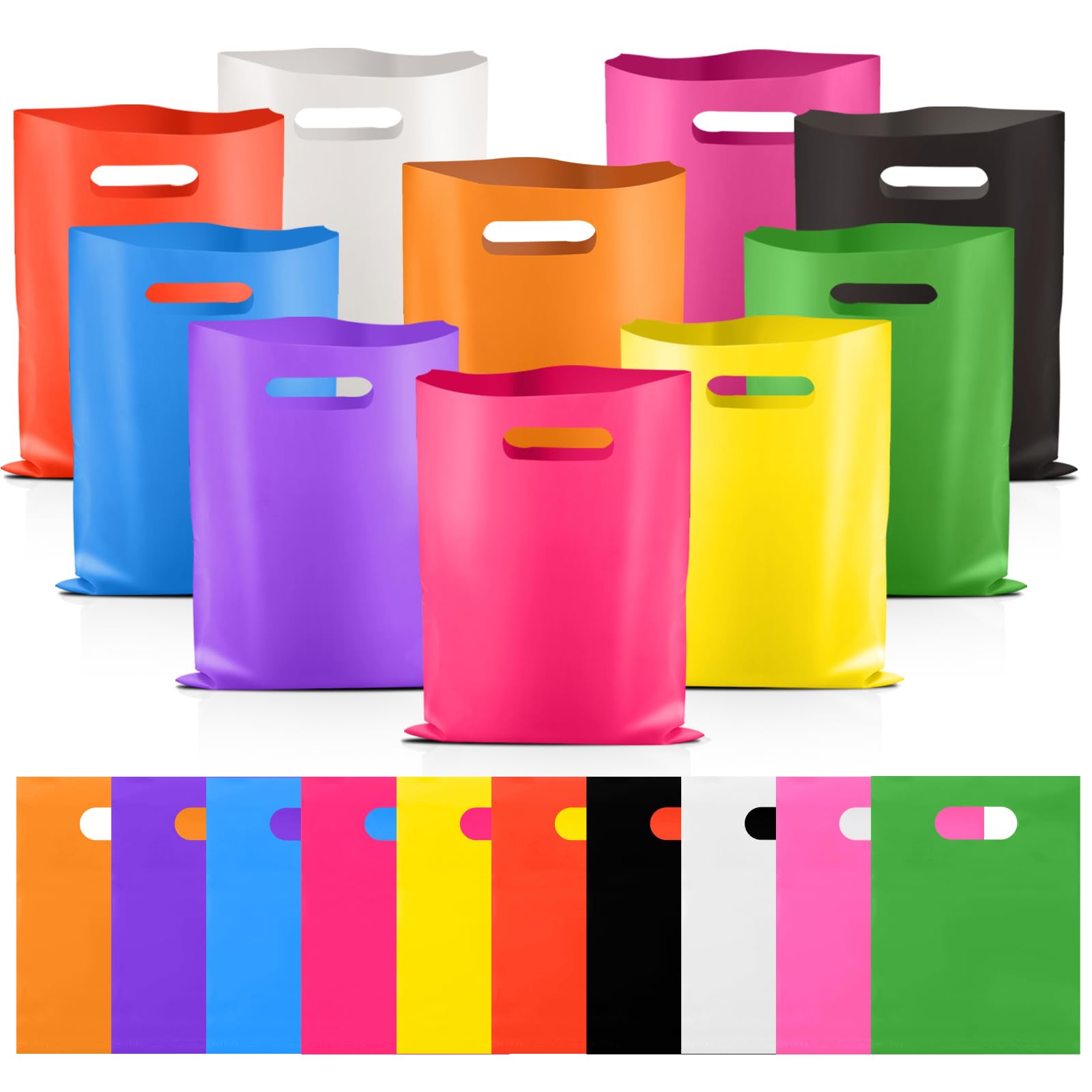 Plastic Party Bag, 100 Pcs Small Merchandise Bag, Multicolor Gift Bags ...