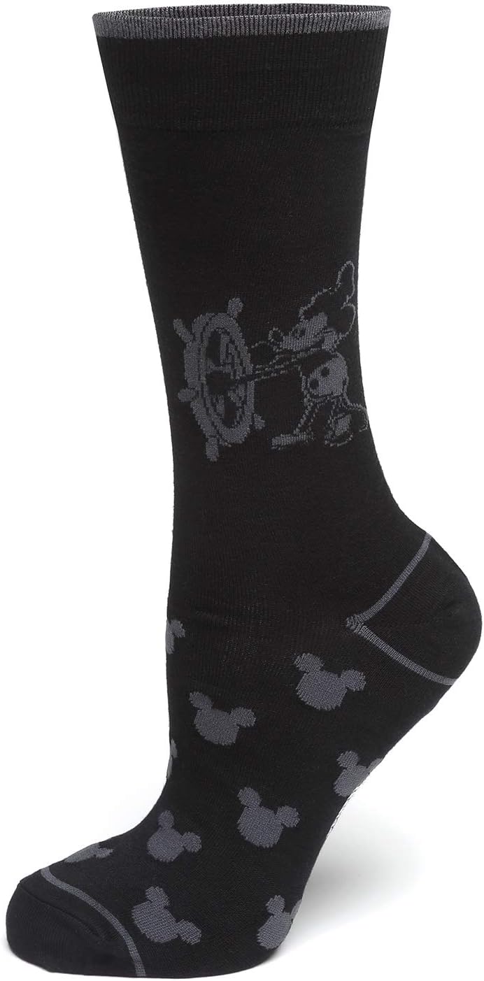Amazon.com: Cufflinks Inc. Steamboat Willie Black Socks : Clothing ...
