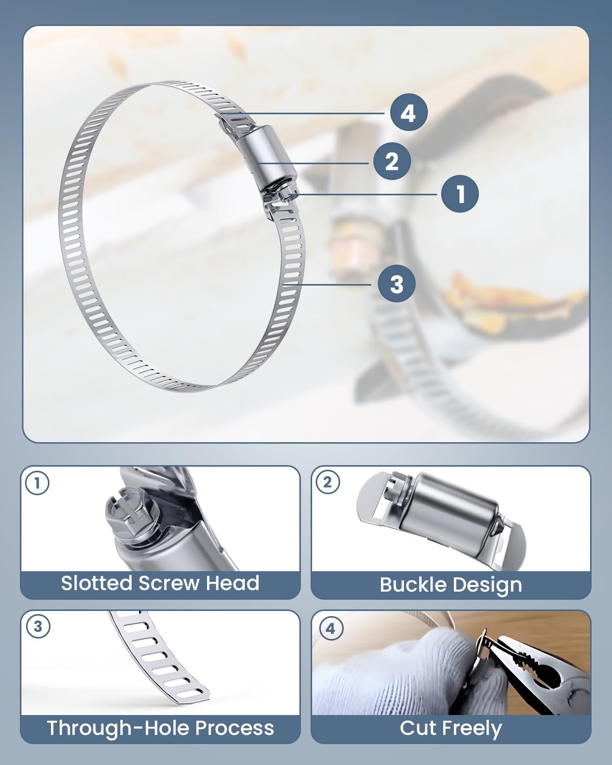 Snapklik.com : 304 Stainless Steel Hose Clamps DIY Kit, 40FT Metal ...