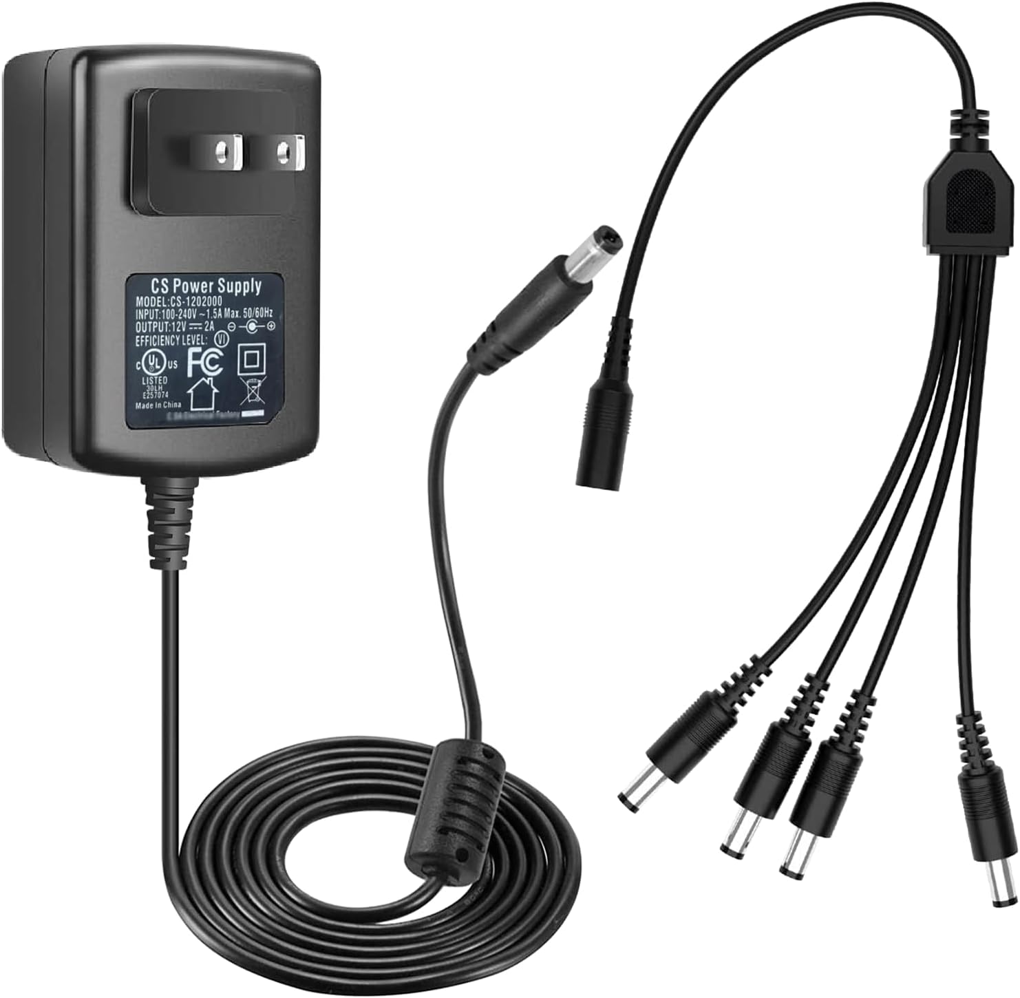 Amazon.com : Tonton DC 12V 2A Security Camera Power Adapter with 1 to 4 ...