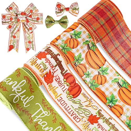 Amazon.com: JarThenaAMCS Fall Wired Ribbon 2.5 Inch Pink Autumn Pumpkin ...