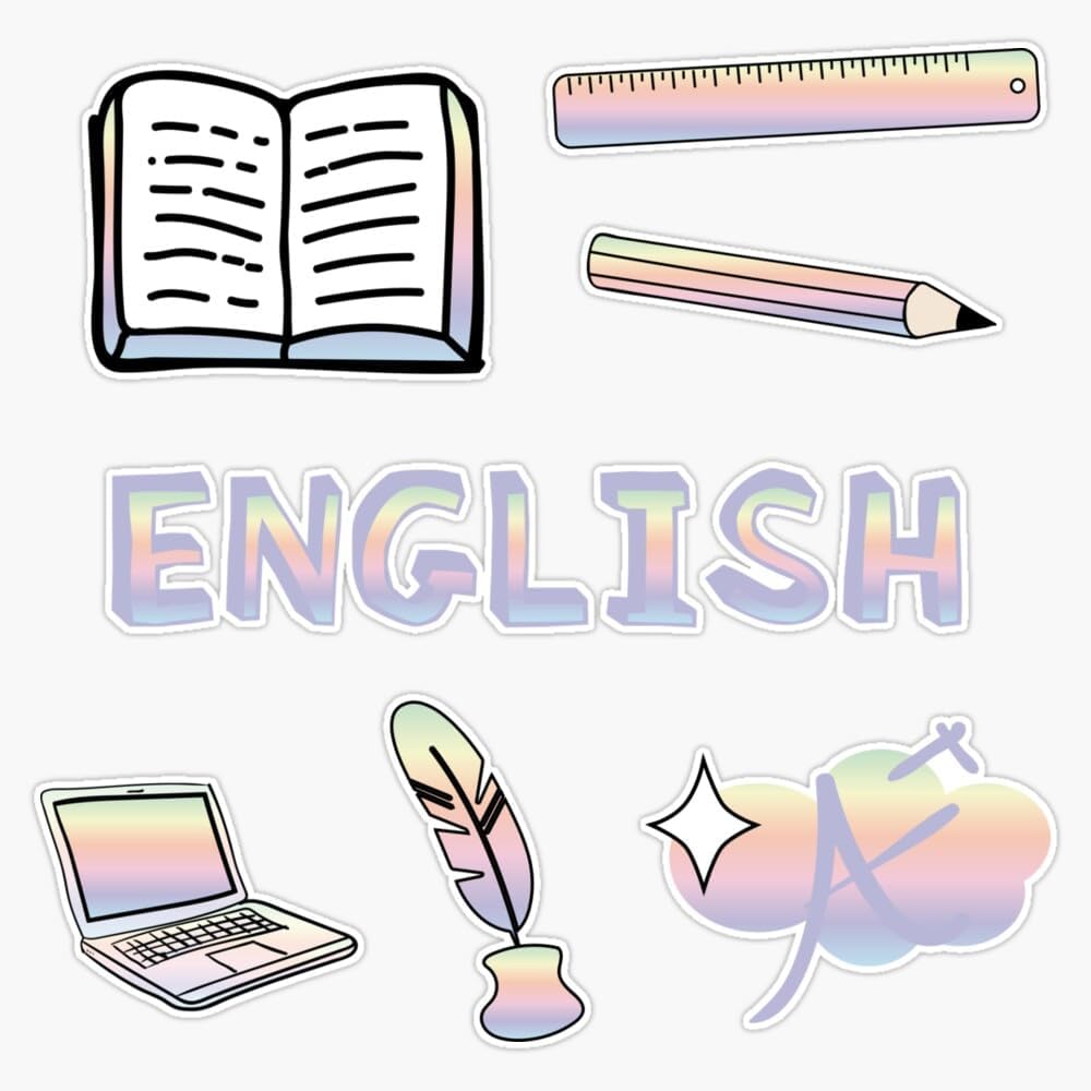 Amazon.com: Pastel Rainbow English School Subject Pack Sticker Vinyl ...