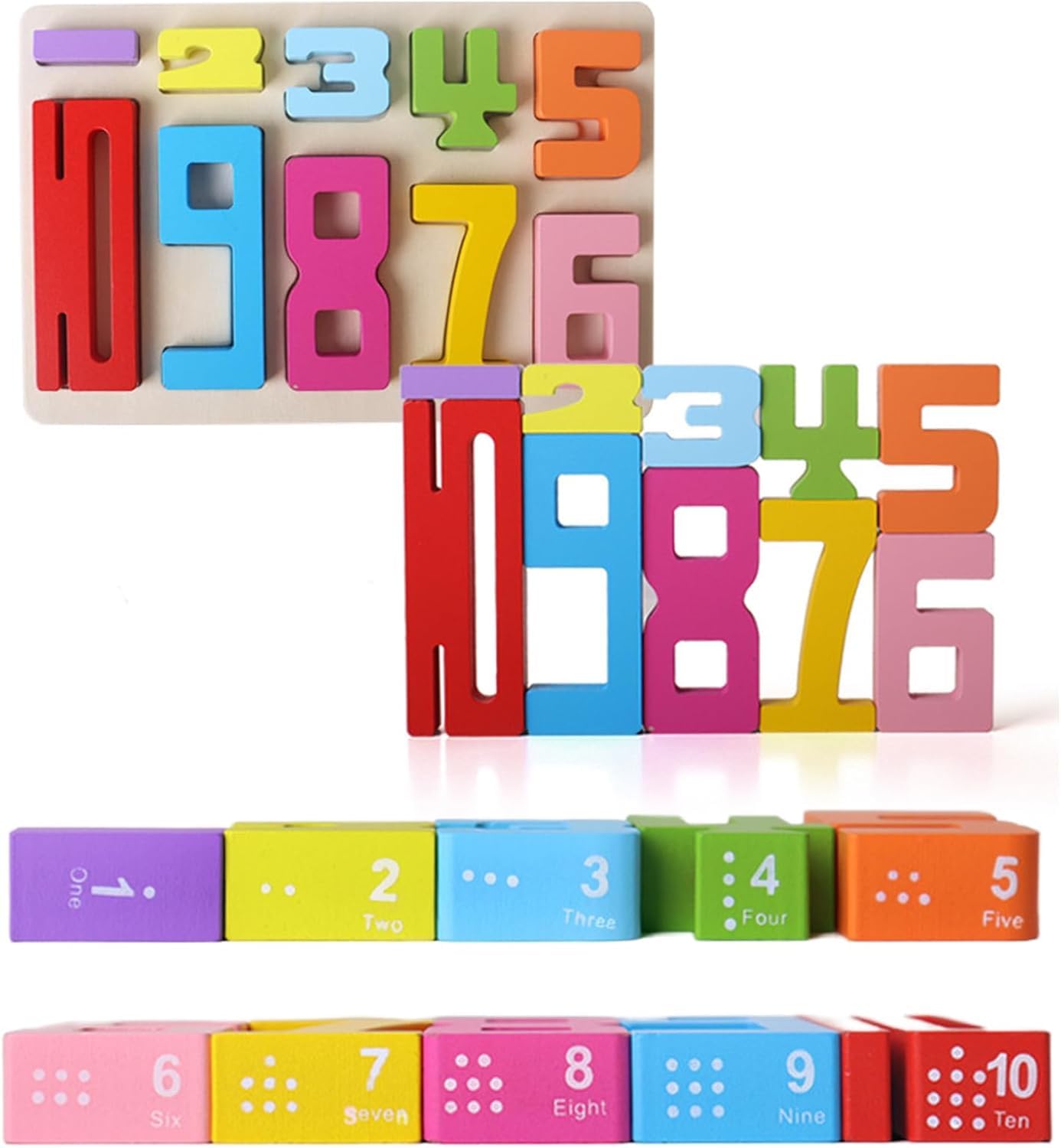 Amazon.com: 10/20 PCS Wooden Number Building Blocks,Digit Blocks,Friends of Ten Blocks (10PCS ...