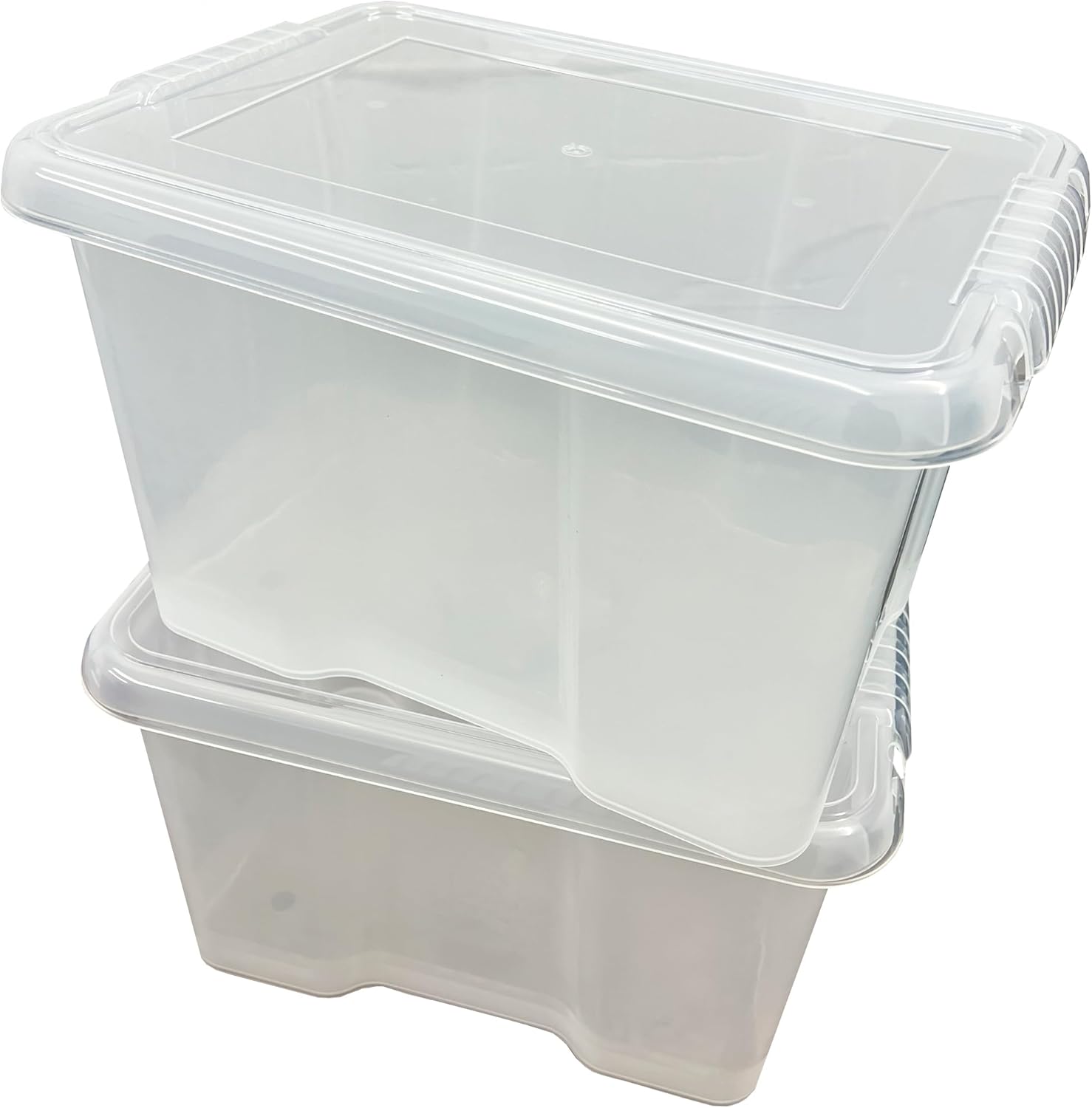 STORM TRADING GROUP 24 Litre Clear Plastic Stacker Box Large Storage ...
