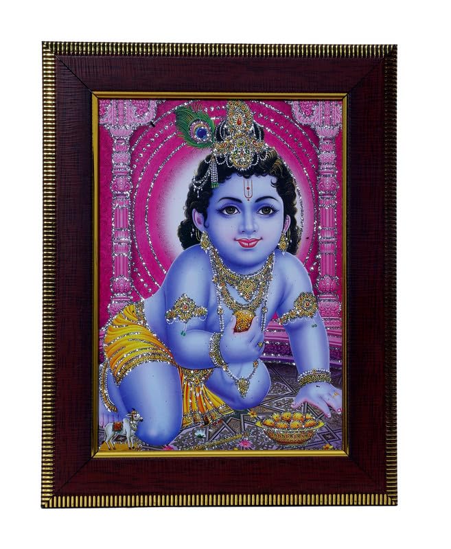 Subhash Pushtak Baal Gopal Wooden Photo Frame | Hindu Bhagwan Devi ...
