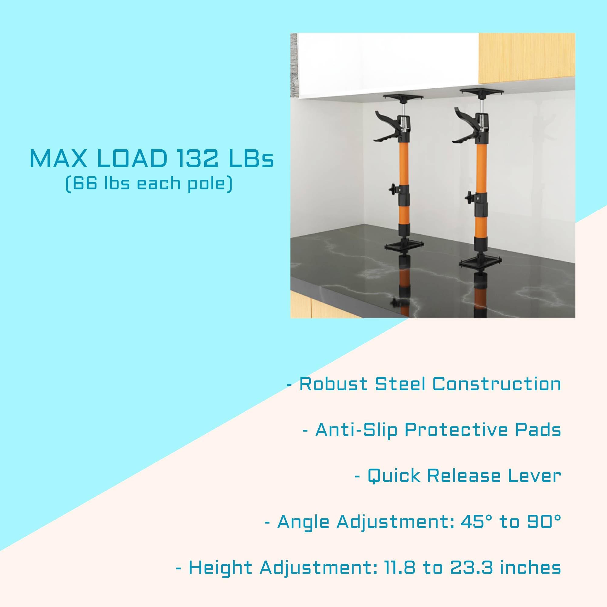 Snapklik.com : Adjustable Support Pole 2-Pack - 3rd Hand Support System ...