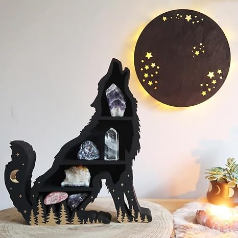 Amazon.com: Stylitzy Wooden Floating Shelf Wolf Design Unique Table ...