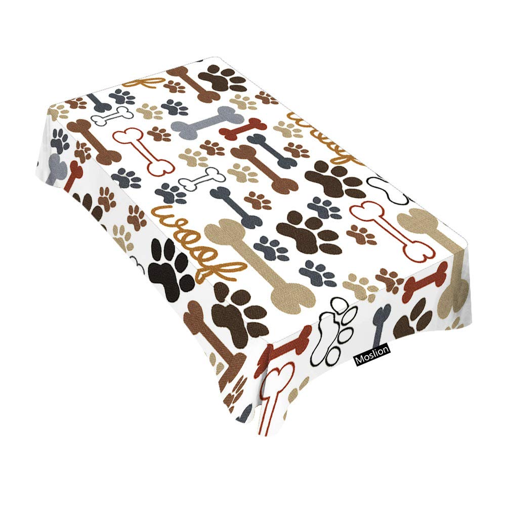 Amazon.com: Moslion Decorative Rectangle Table Cloths Dog and Dog Paw ...