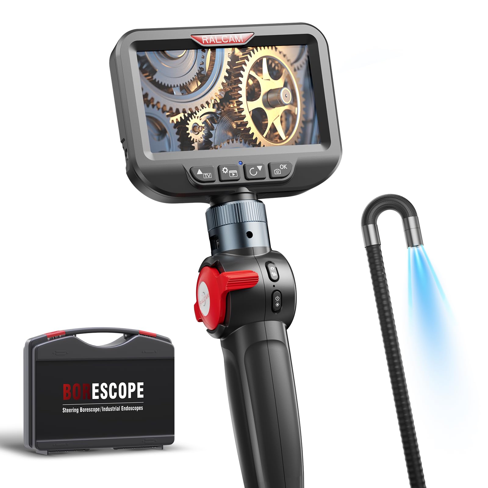 Ralcam Two-Way Borescope Inspection Camera, 0.33in Endoscope Camera ...