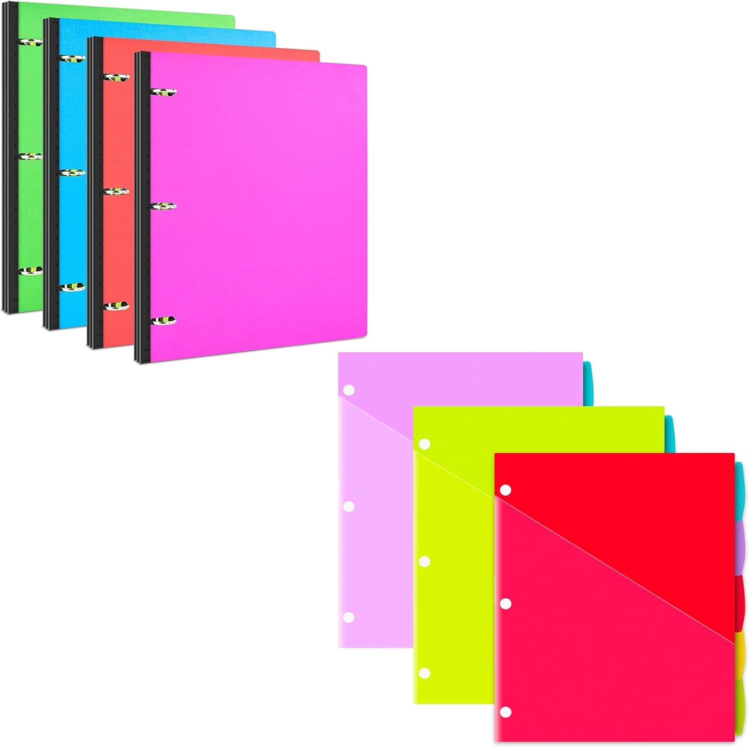 Amazon.com : INFUN Multicolored Telescoping 3 Ring Binder - 4PCS + 15 ...