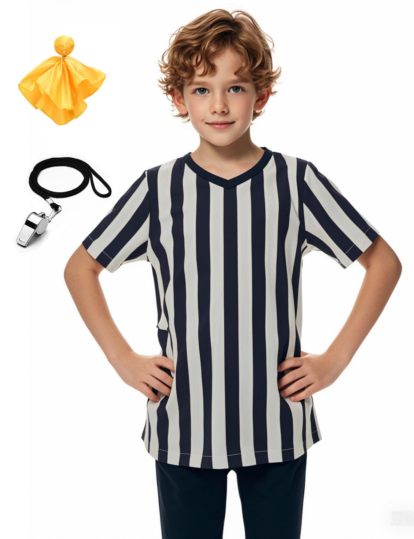 Amazon.com: ChinFun 3 Pcs Kids Referee Shirt Costume Child Umpire ...