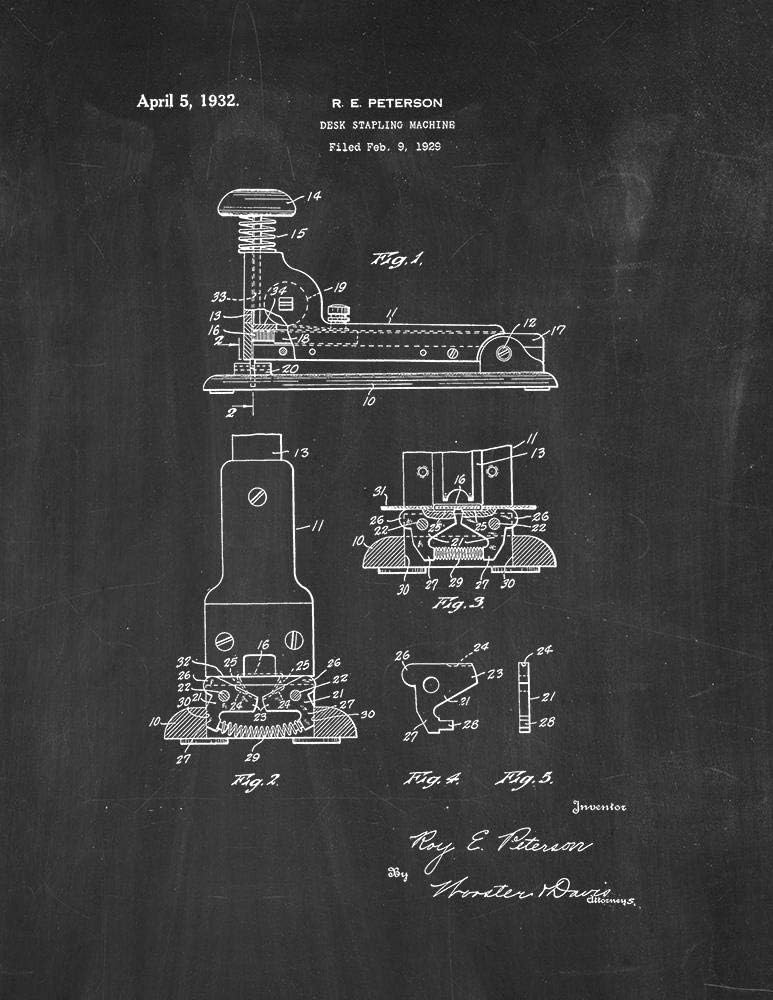 Desk Stapler Patent Art Chalkboard (11" x 14") : Amazon.ca: Home
