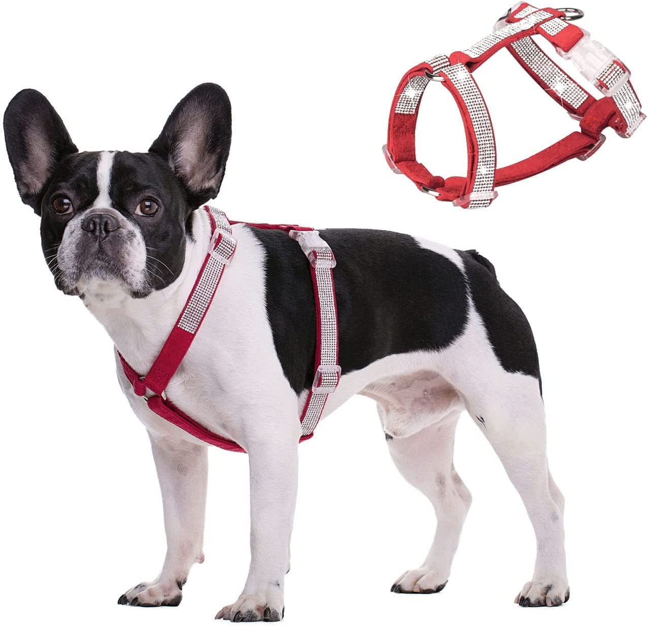 Amazon.com : BECHANMIG Rhinestone Dog Harness, Reflective Bling Nylon ...