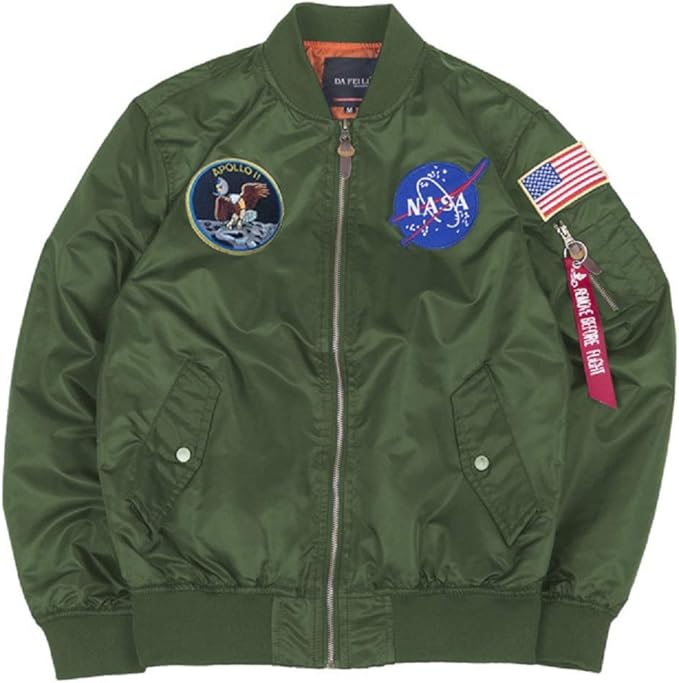 CORIRESHA Mens Apollo NASA Patches Slim Fit Bomber Jackets Windbreaker ...