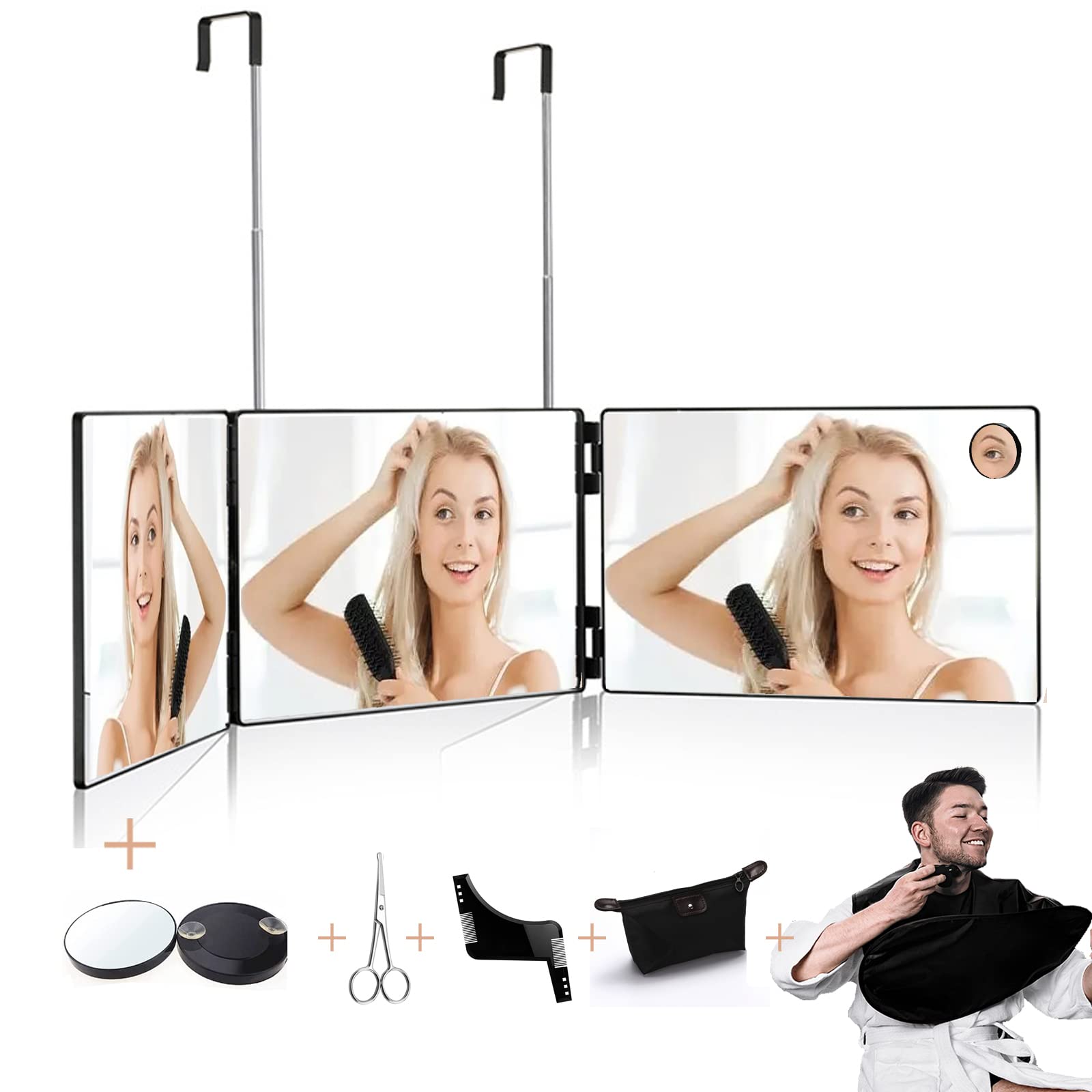 Buy 3-Way Mirror, Tri-Fold Mirror for Haircuts and Makeup, Tri-Fold ...