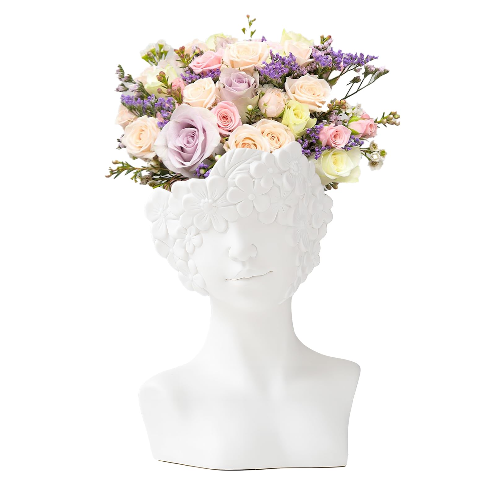 Amazon.com: QWDVKZQ White Flower Vase,Face Vase Bust Head Shaped ...