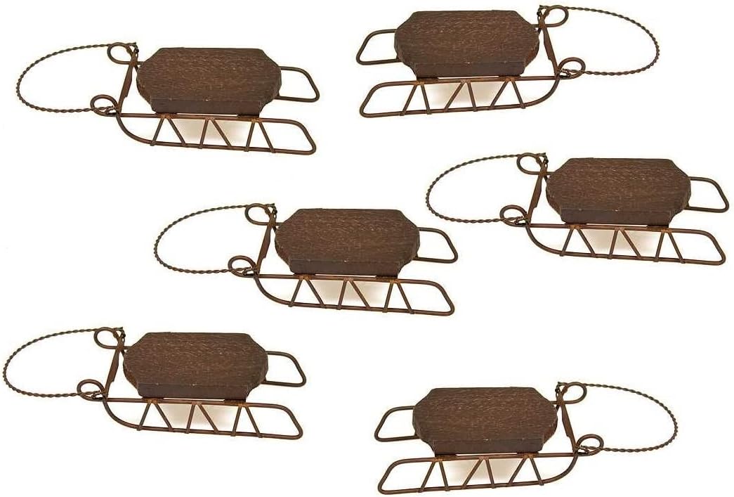 Amazon.com: Miniature Rustic Wood Sled Christmas Holiday Decorations ...