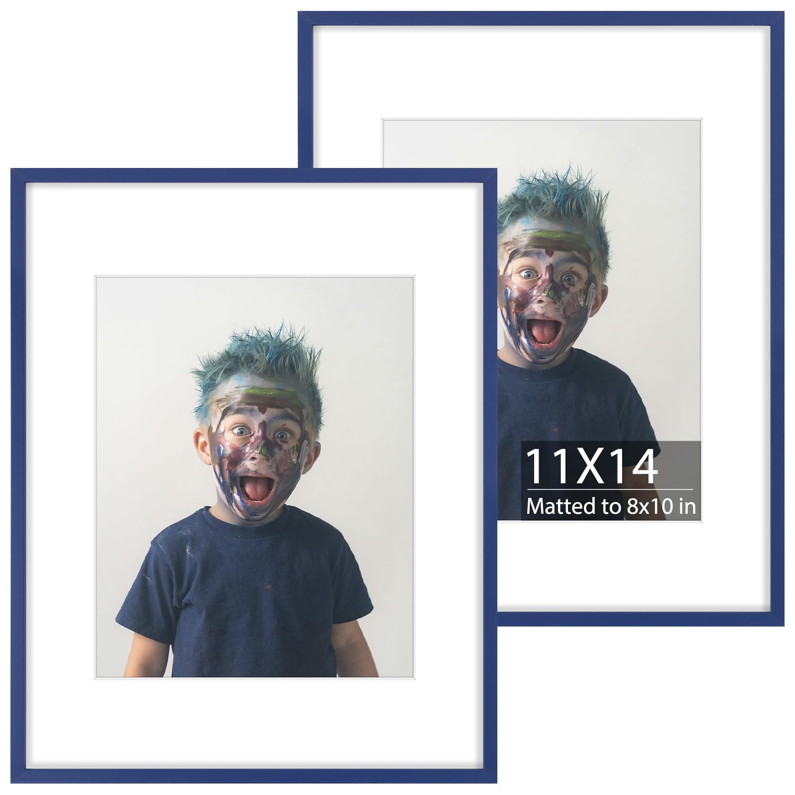 Amazon.com - Set of 2 Blue 11x14 Aluminum Picture Frames with Mat for ...