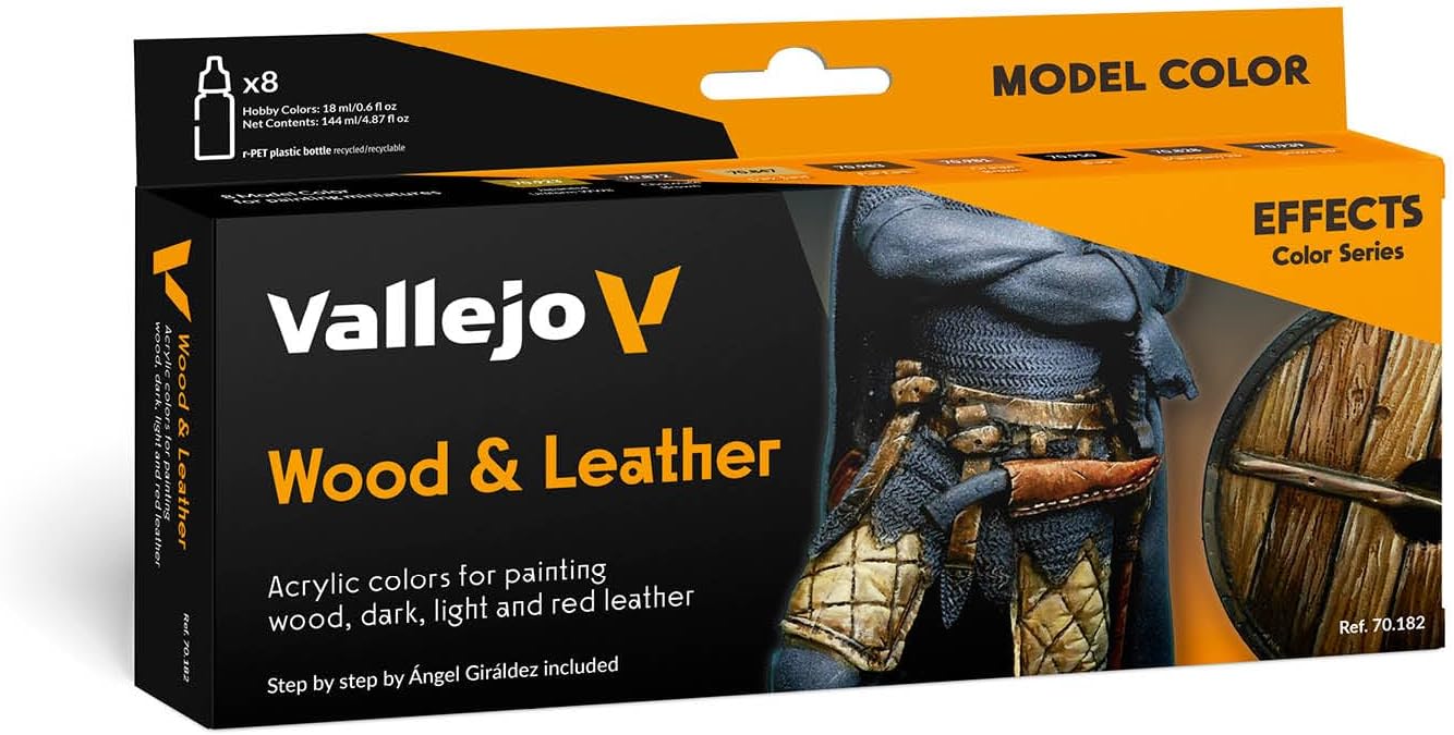 Acrylicos Vallejo VJ70182 "Wood and Leather" Model Color Set, red, 17 ...