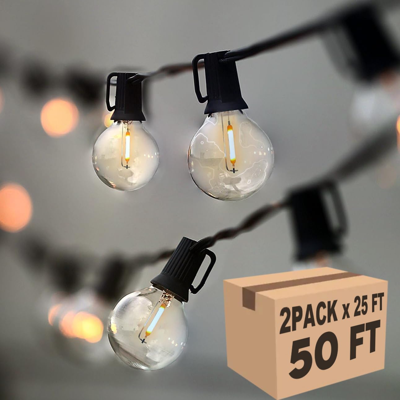 Lampat String Lights, LED 25Ft G40 Globe String Lights with Bulbs-UL ...