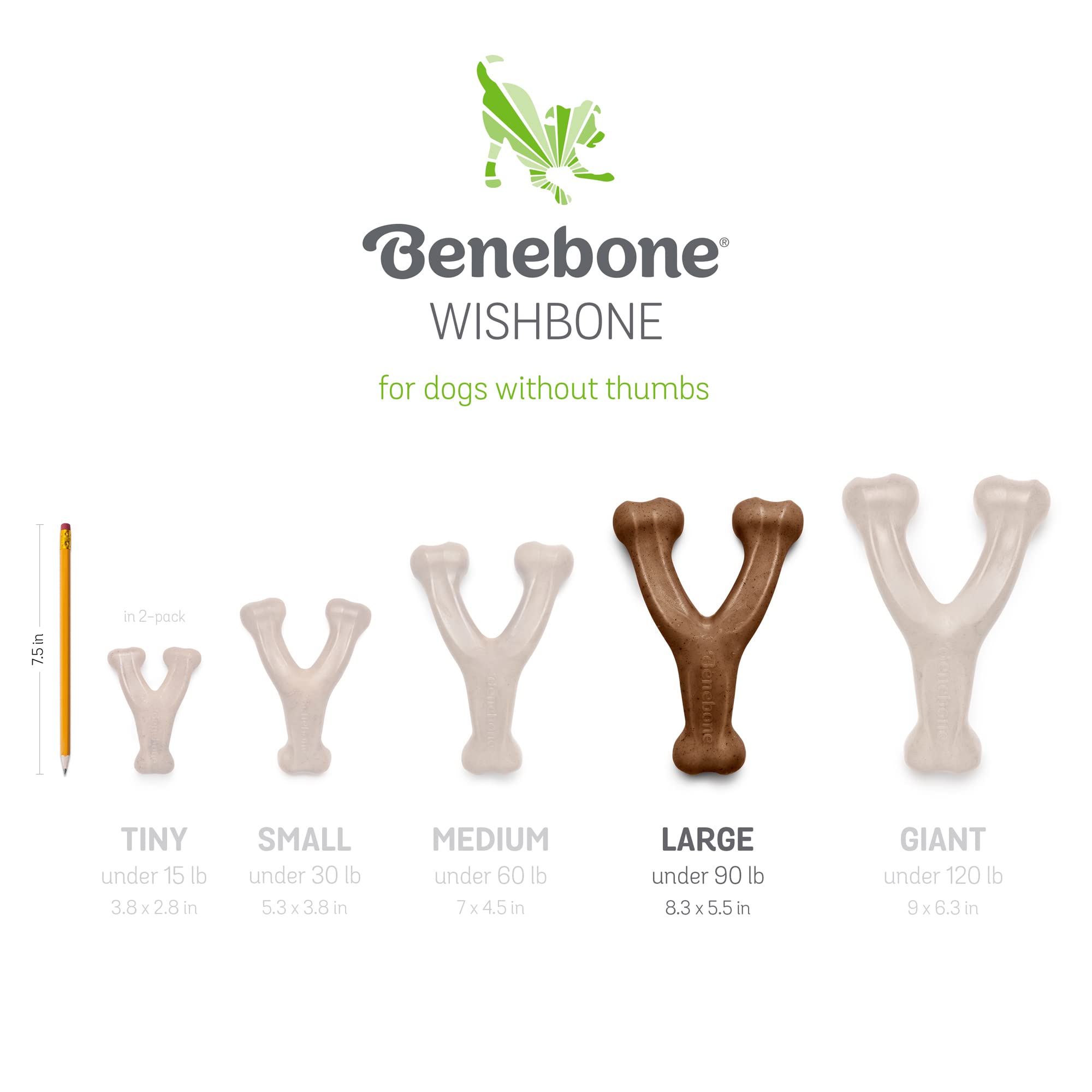 Benebone 2-Pack Wishbone/Dental Durable Dog Chew Toys, Real Bacon, Made ...