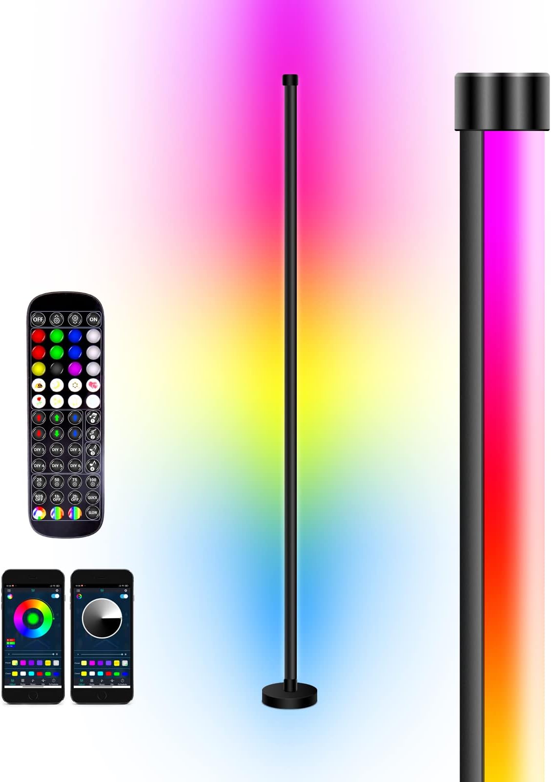 RGB Led Corner Floor Light, Led Floor Lamp Color Changing Mood Light ...